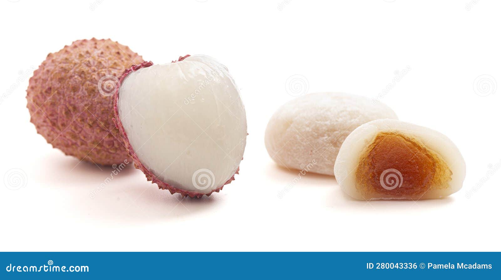 Mochi Soft White Rice Dumplings with Lychee Filling Stock Photo - Image ...