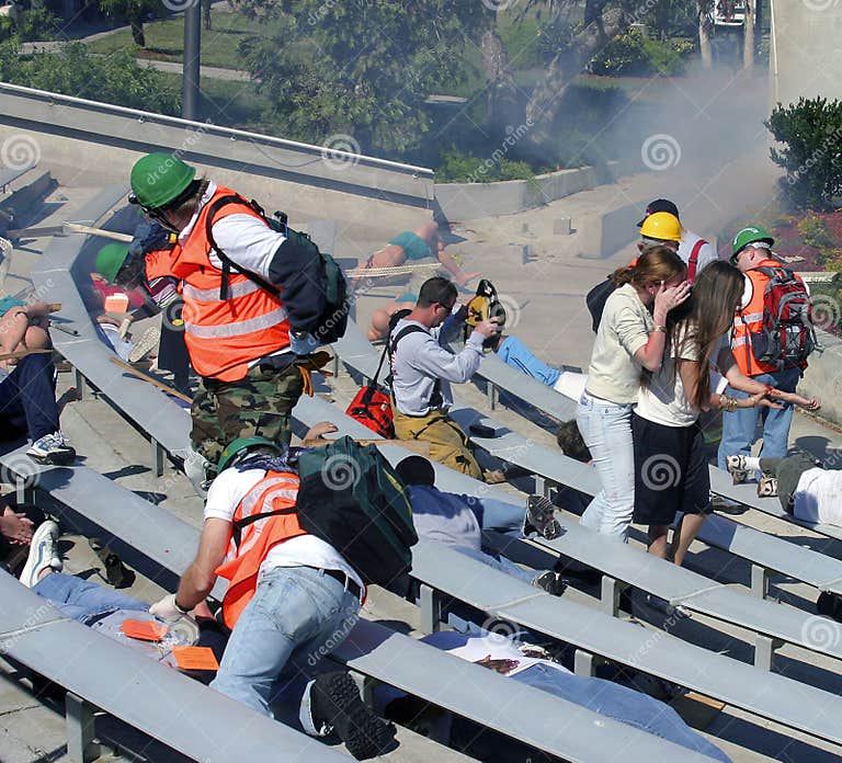 Mock Community Disaster Exercise Stock Photo - Image of painful ...