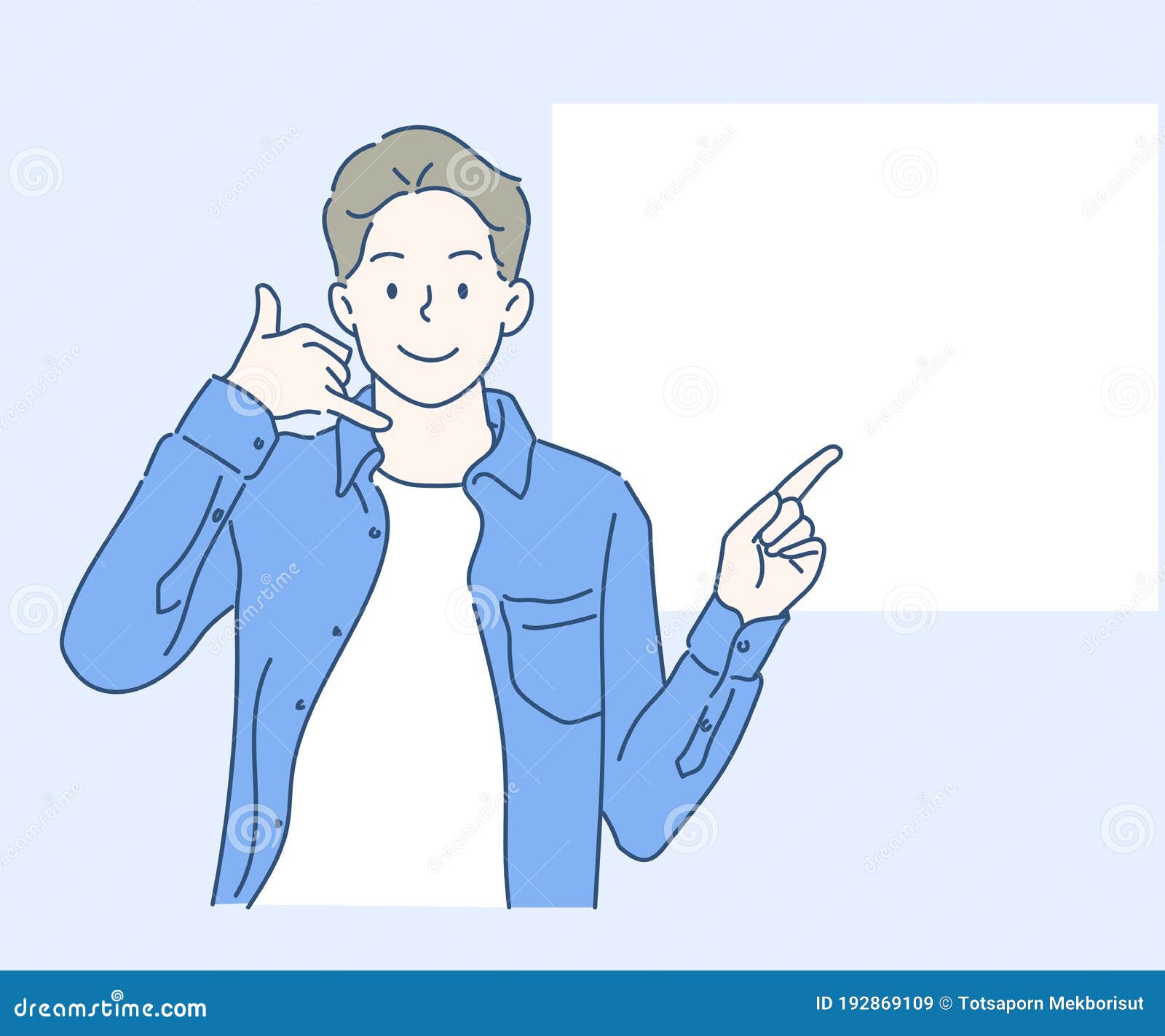 Call Me. a Man Showing Call Me Sign Hands Gesture and Pointing To Blank ...