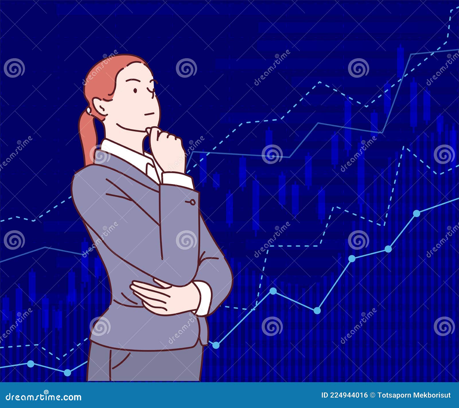 Successful of Young Business Trader Woman Trading Graph of Stock Market ...