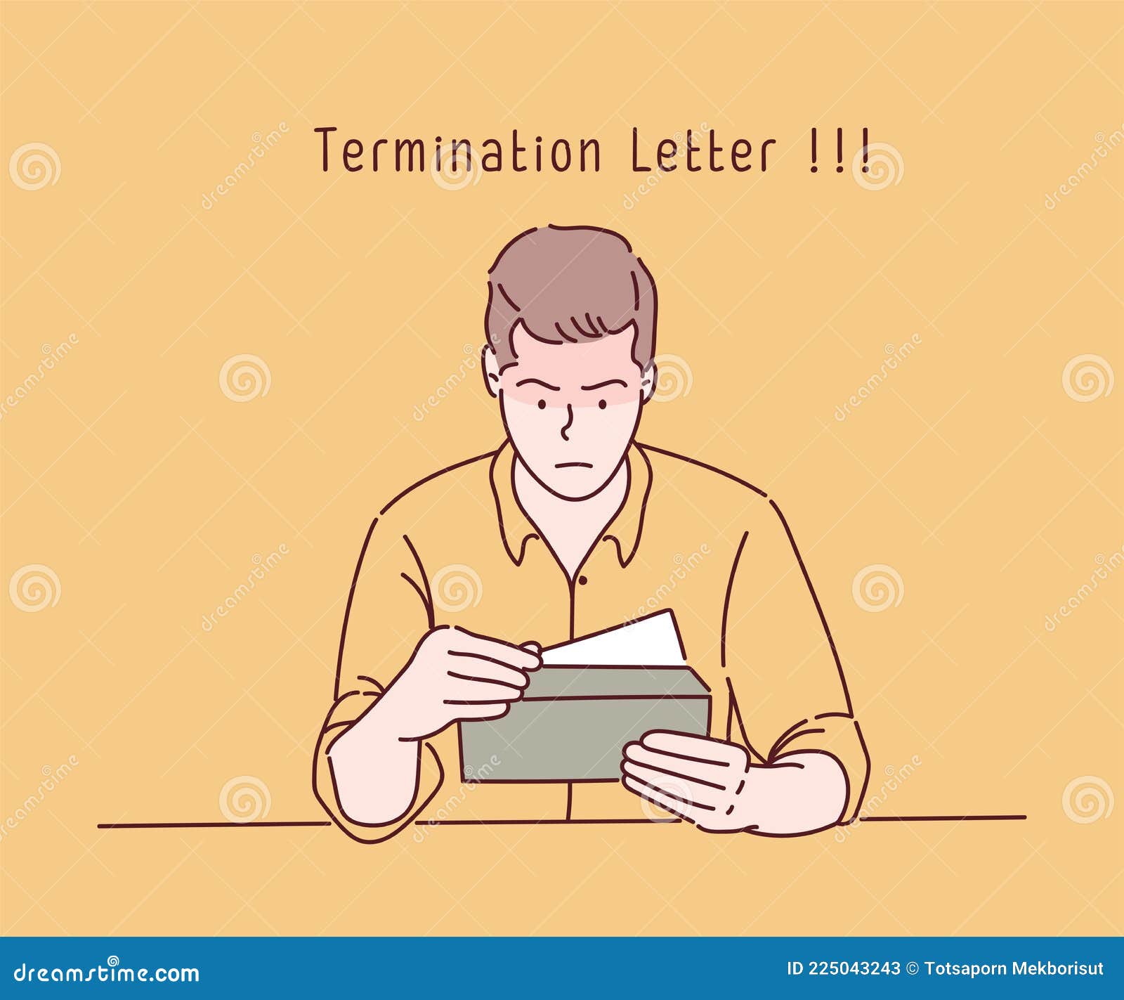 Businessman Opening the Fired Document in Letter Envelope, Termination ...