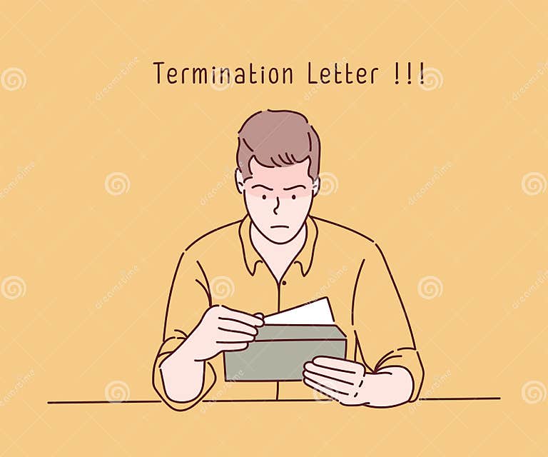 Businessman Opening the Fired Document in Letter Envelope, Termination ...