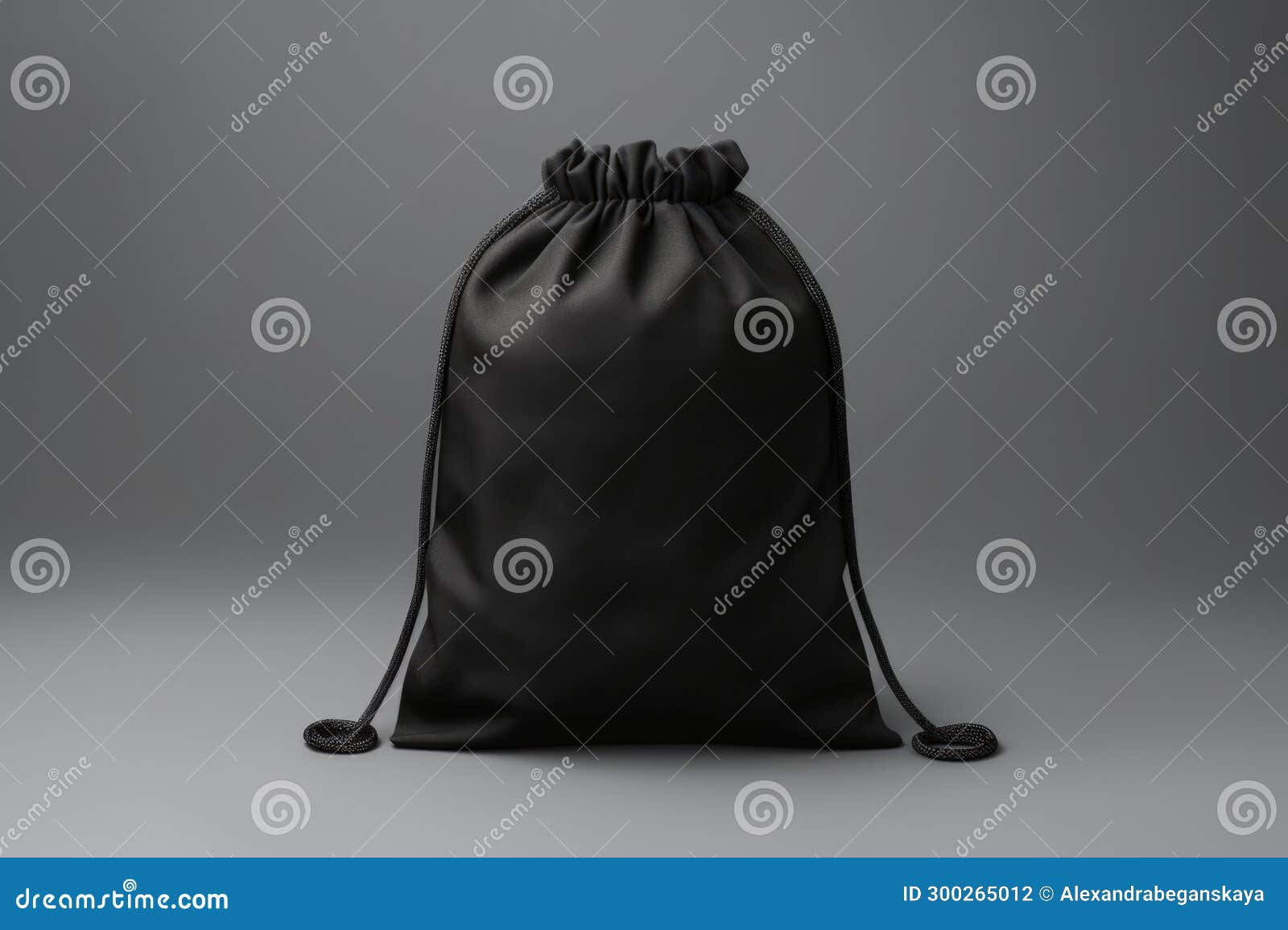 Black Drawstring Wrinkled Bag Mockup Isolated On Background. Royalty-Free Stock Image ...