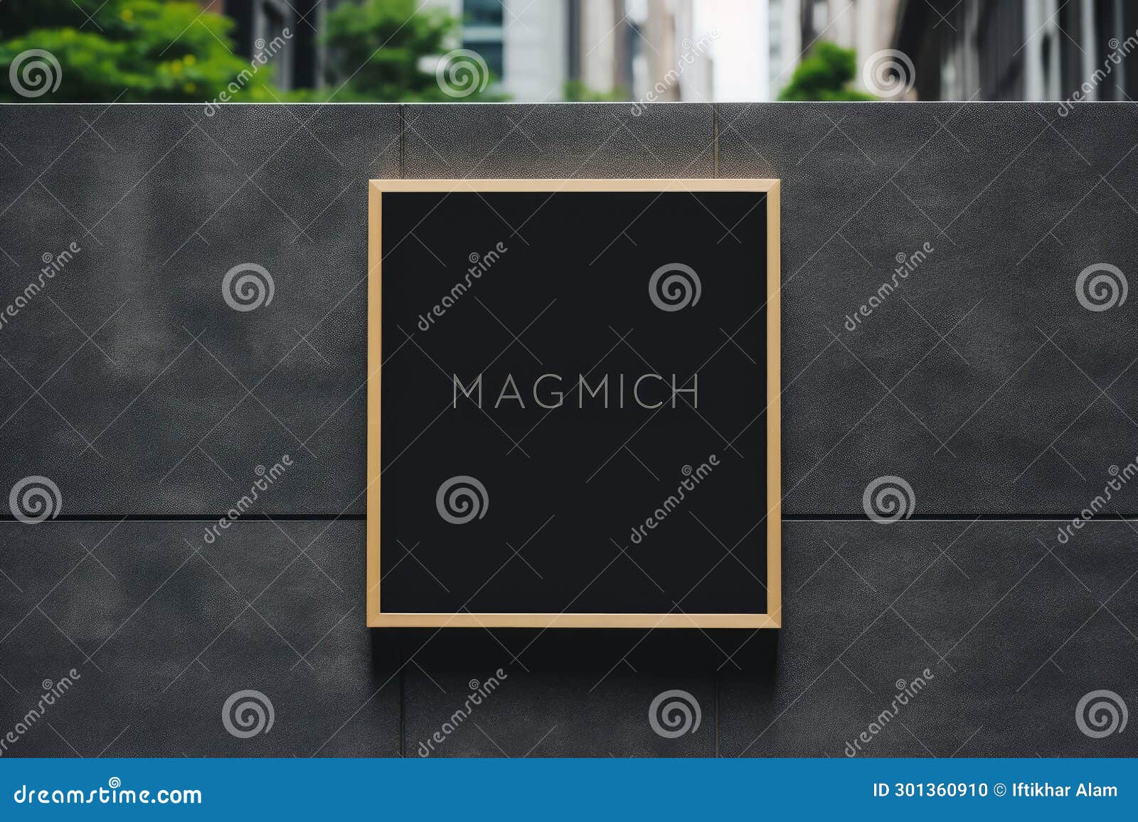 Mock Up of a Black Signboard on the Wall of a Building, Black Square ...