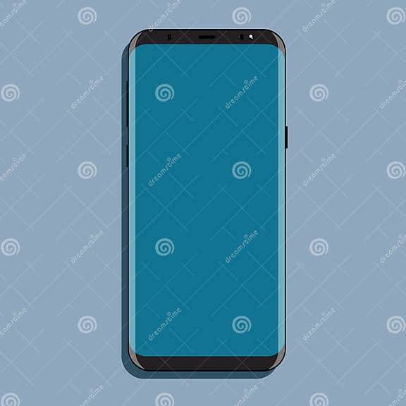 Mock-up Black Smartphone with Blue Screen Vector Flat Design Stock ...