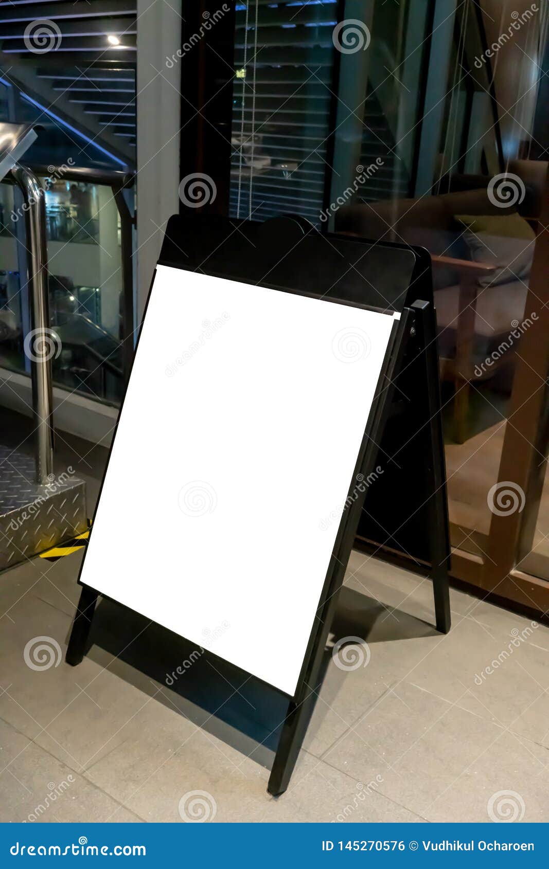 Mock Up of Blackboard Standee Sign in Front of Coffee Shop Stock Photo ...
