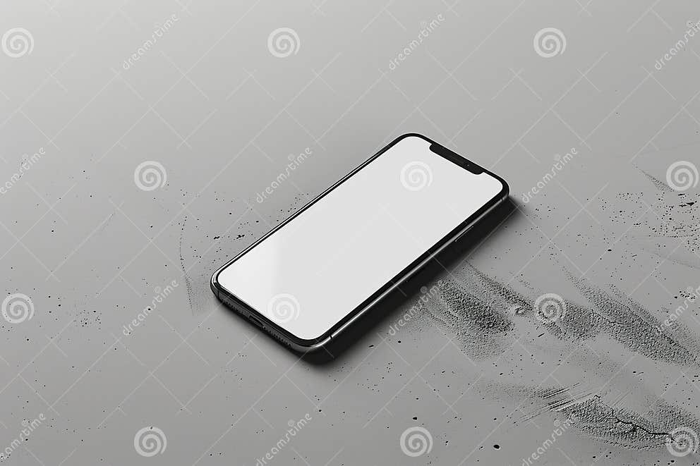 Mock-up of a Blank IPhone Screen on a Smooth Surface Like Concrete ...