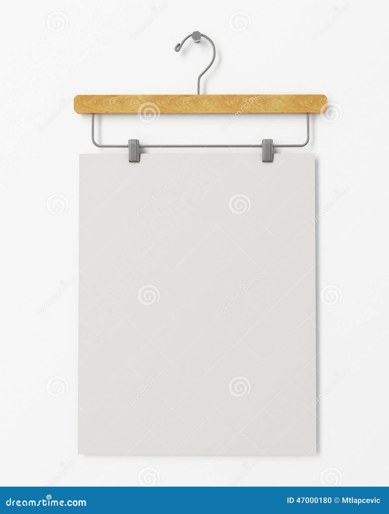 Mock Up Blank Poster on Clothes Hanger Hanging on the White Wall ...