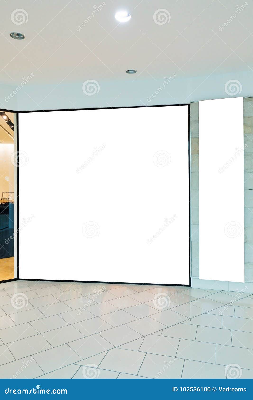 Blank Store Showcase Window Mock Up in Shopping Mall Stock Photo ...