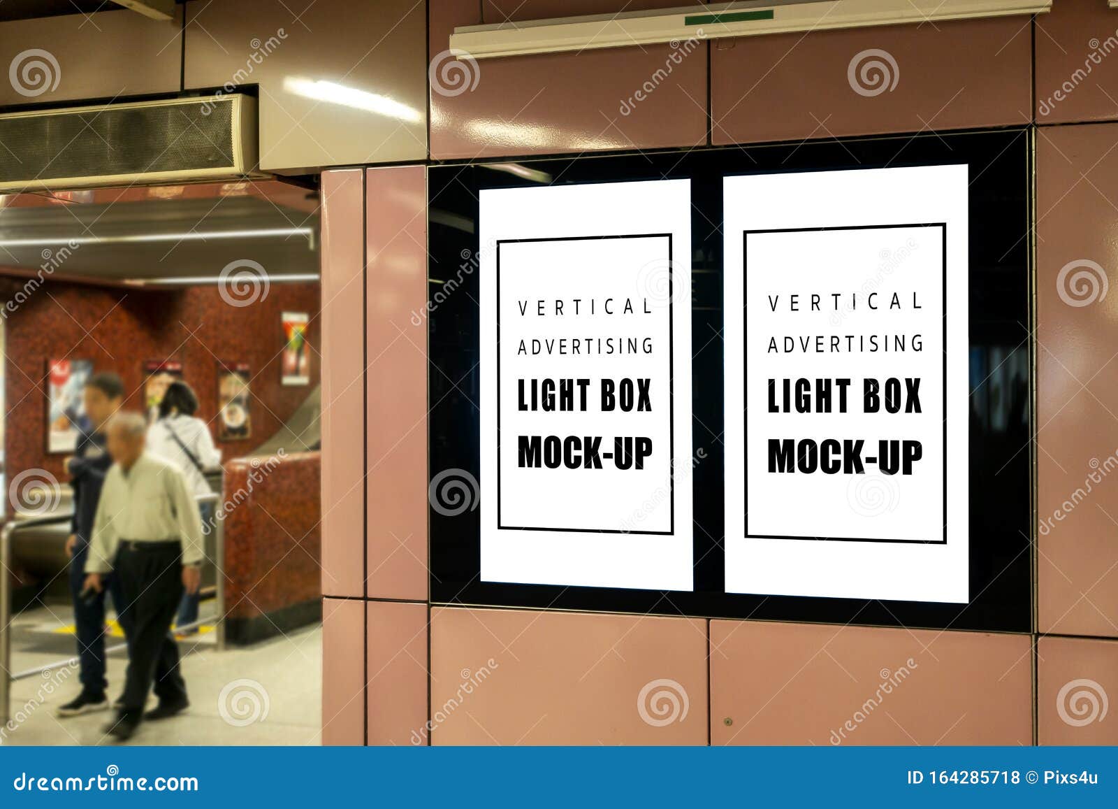 Mock Up Blank Vertical Light Box at Metro Station Stock Photo - Image ...