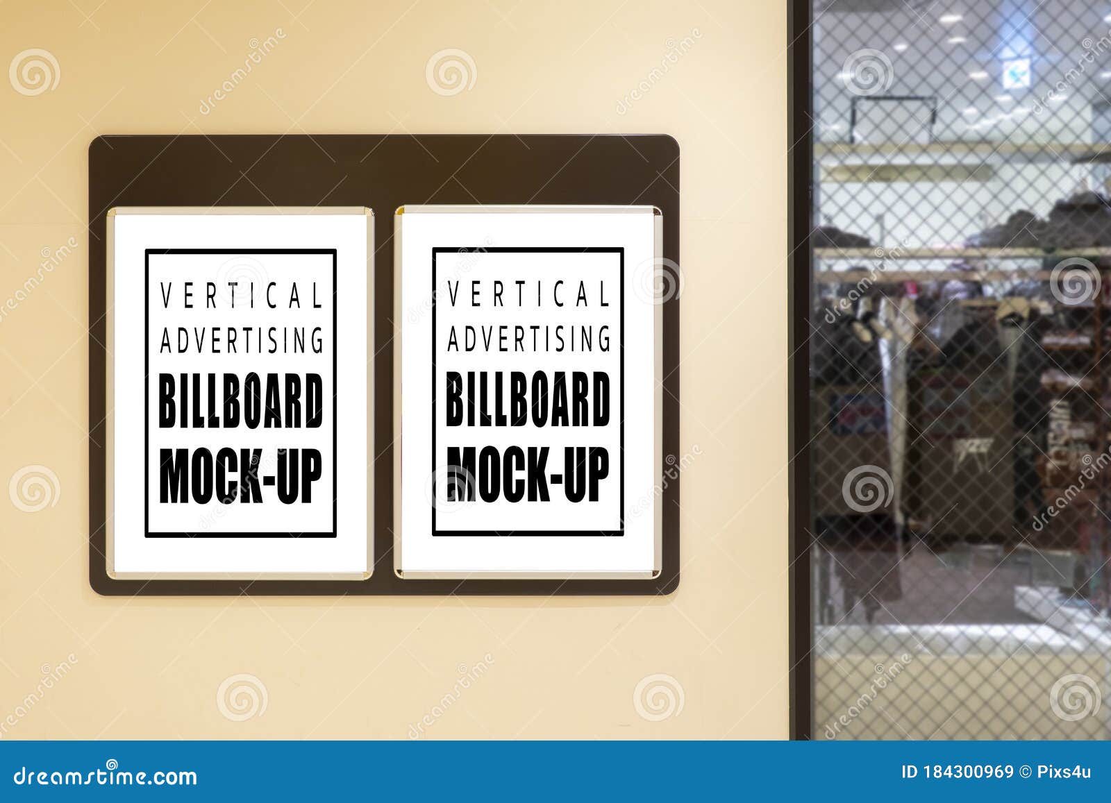 Mock Up Blank Vertical Signboard in Frames on the Wall Stock Image ...