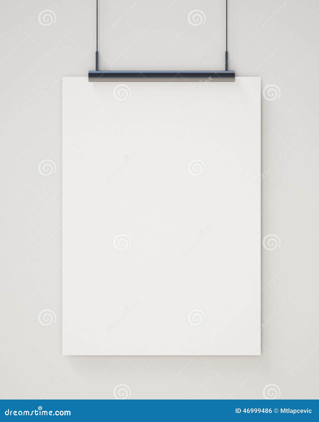 Mock Up Blank White Hanging Poster on White Wall, Background Stock ...