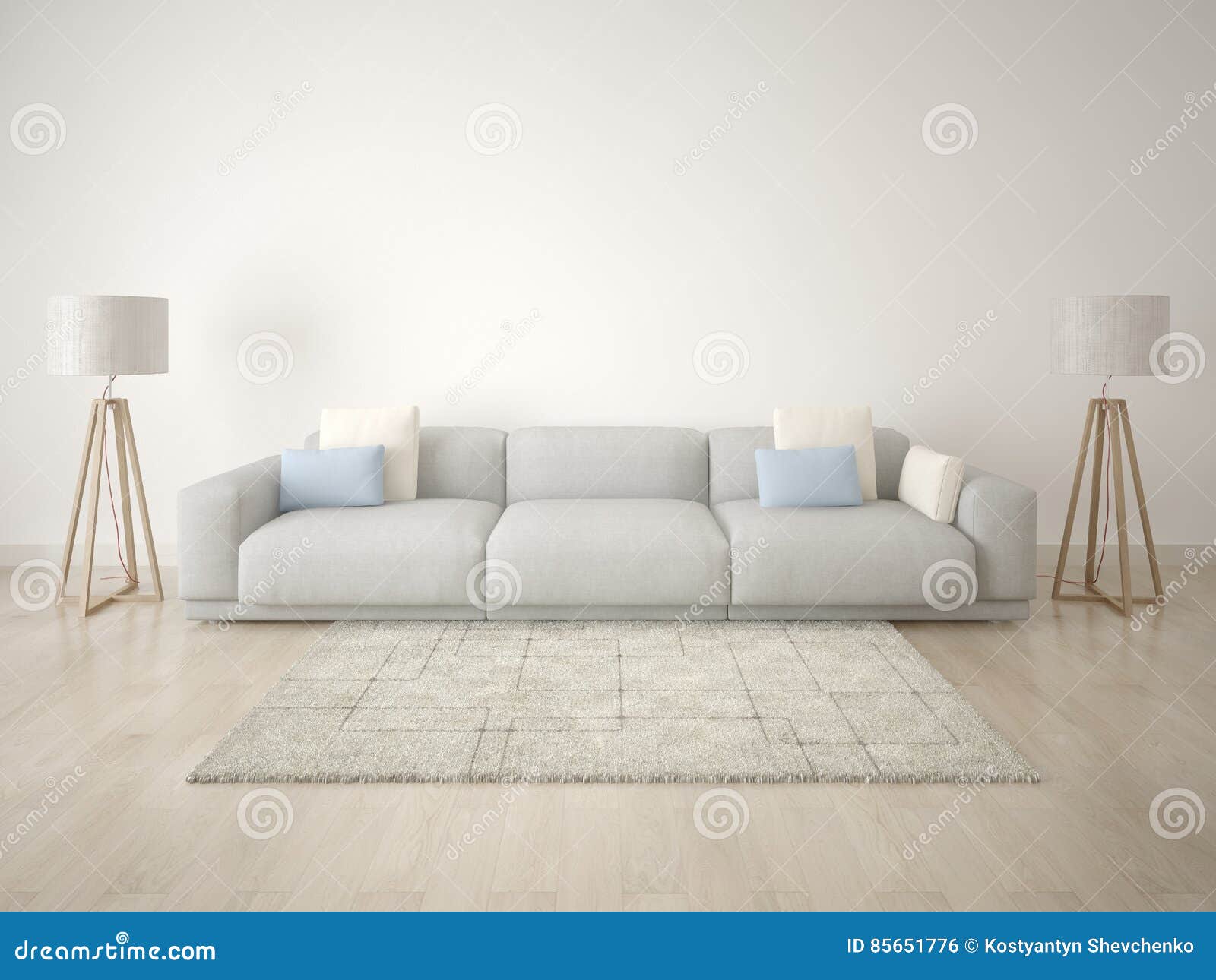 Mock Up Bright Contemporary Living Room. Stock Illustration ...