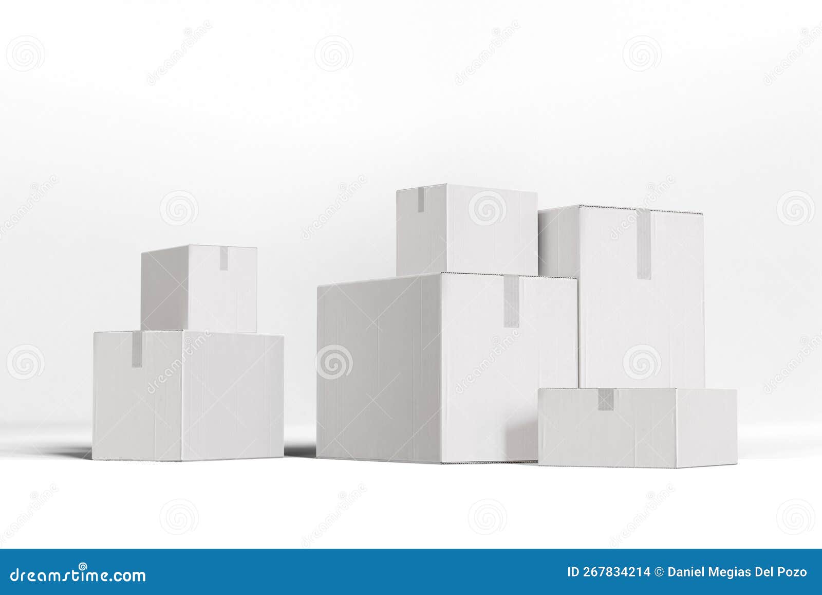 Mock Up Carton Box on White Background 3d Render Stock Illustration ...
