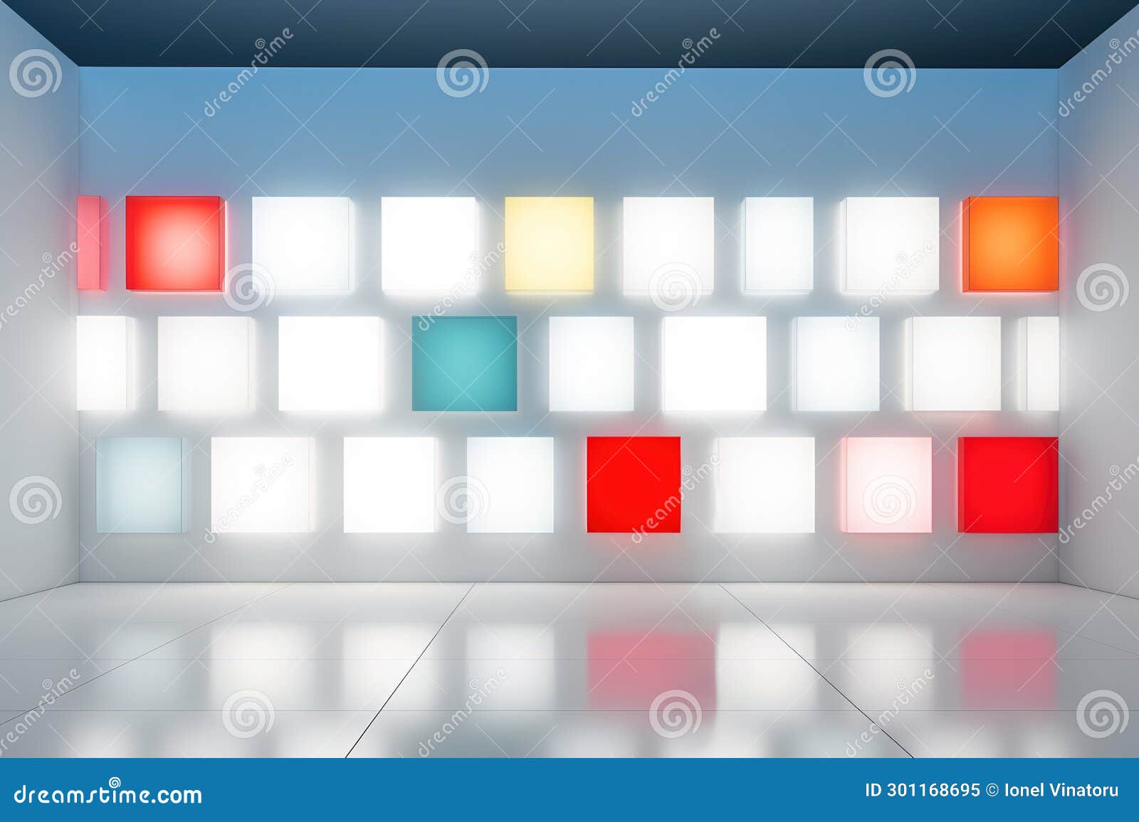 Mock Up with Colored Panels, Lighting and Reflections, Shadows, for an ...