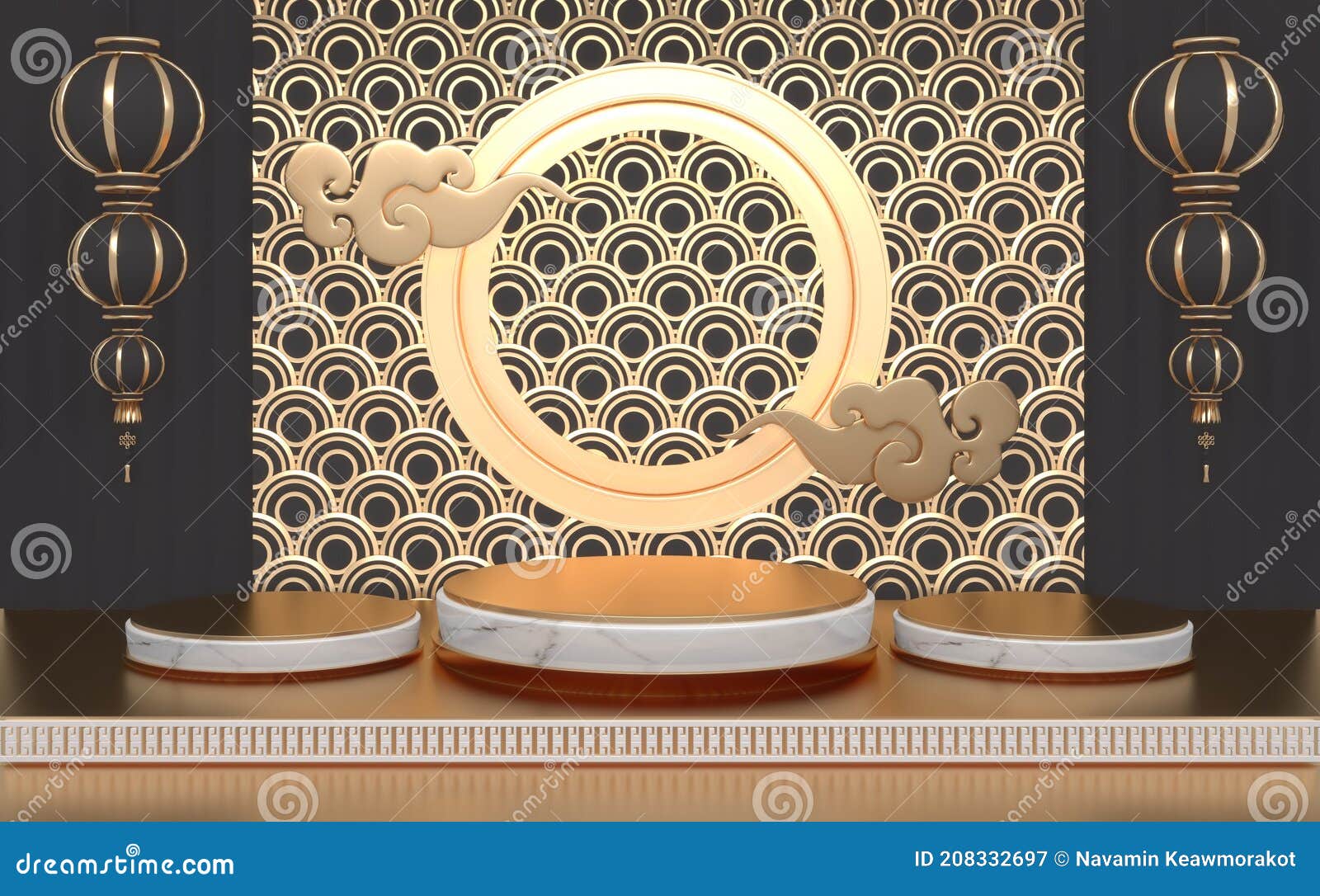 Chinese Podium Minimal Geometric, Podium Chinese Traditional.3D ...