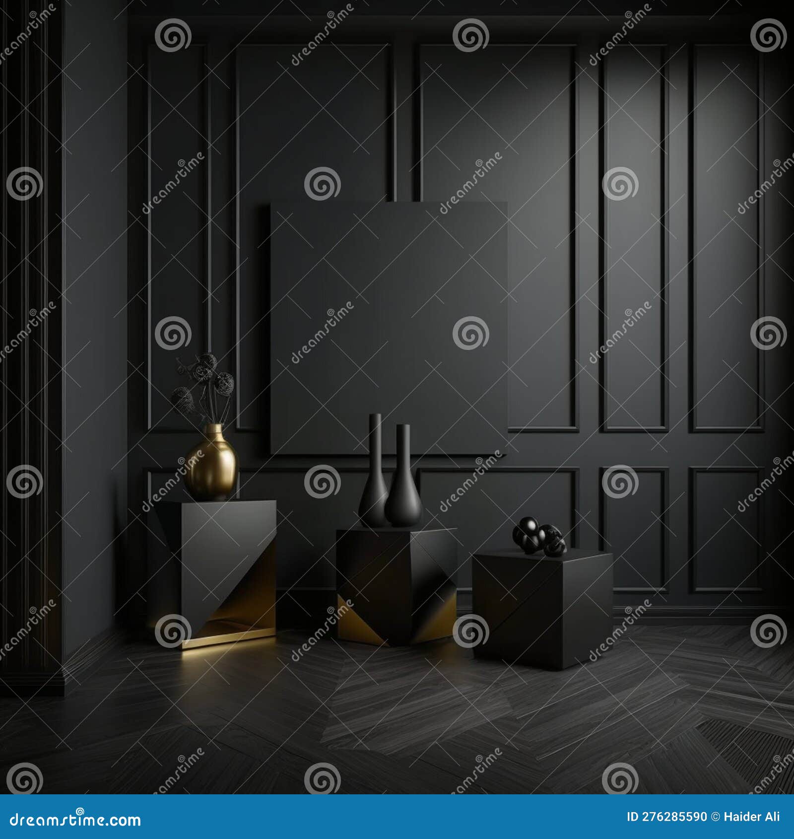 Mock Up of a Dark and Contemporary Home Interior Wall Background ...
