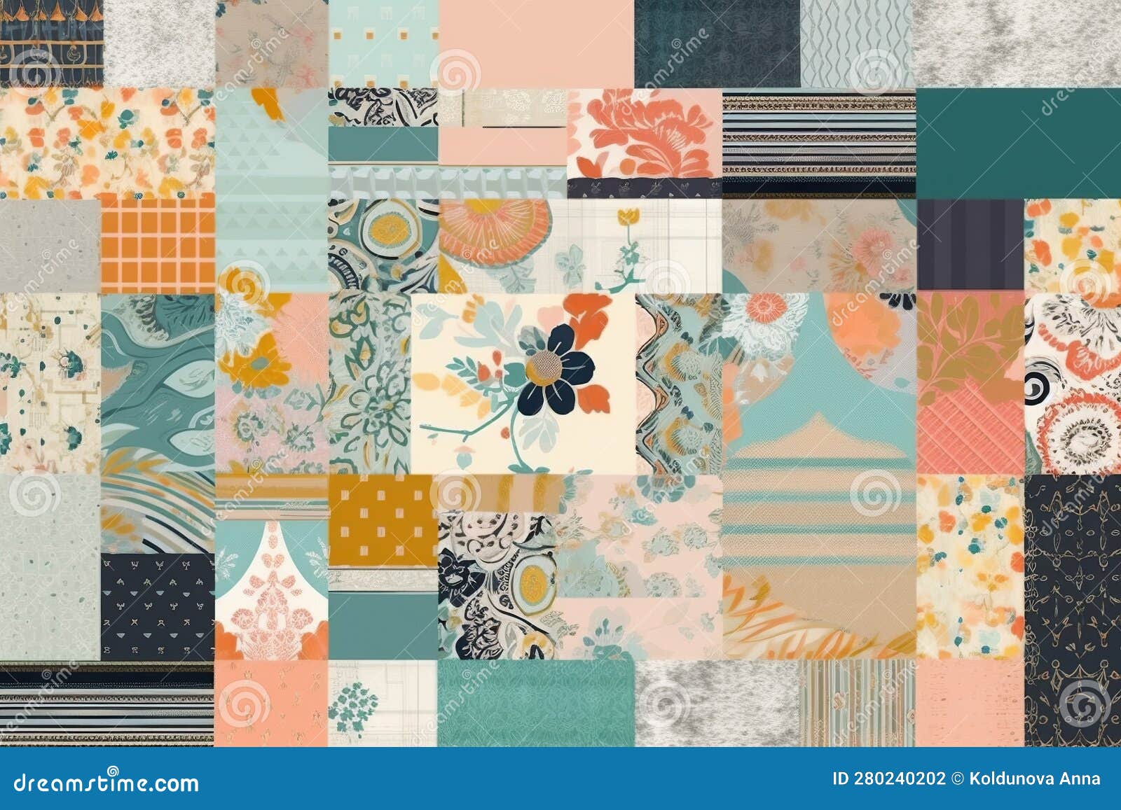 Mock Up Design with Patchwork Details, Concept of Mix and Match ...