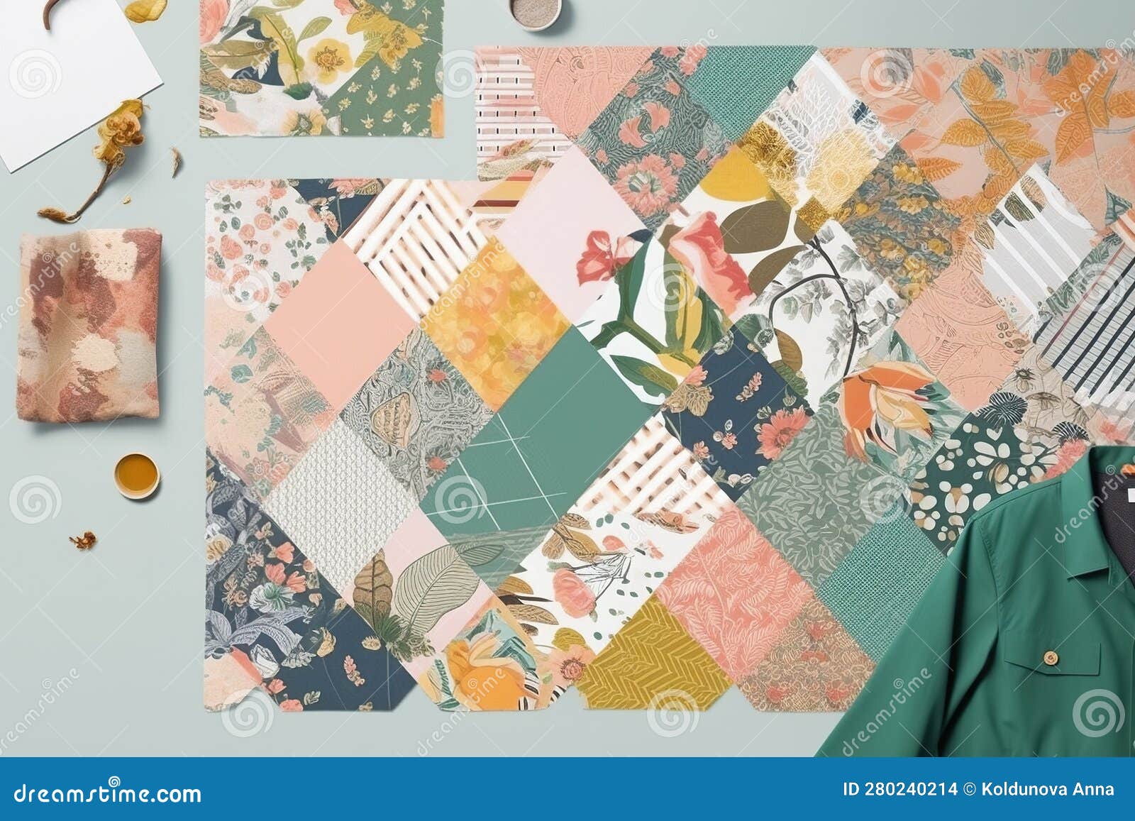 Mock Up Design with Patchwork Details, Concept of Mix and Match ...