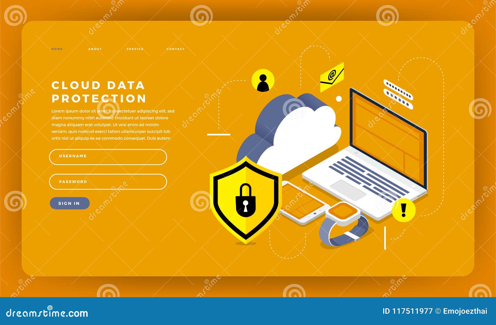 Mock-up Design Website Flat Design Concept Cloud Computing Technology Users Network ...