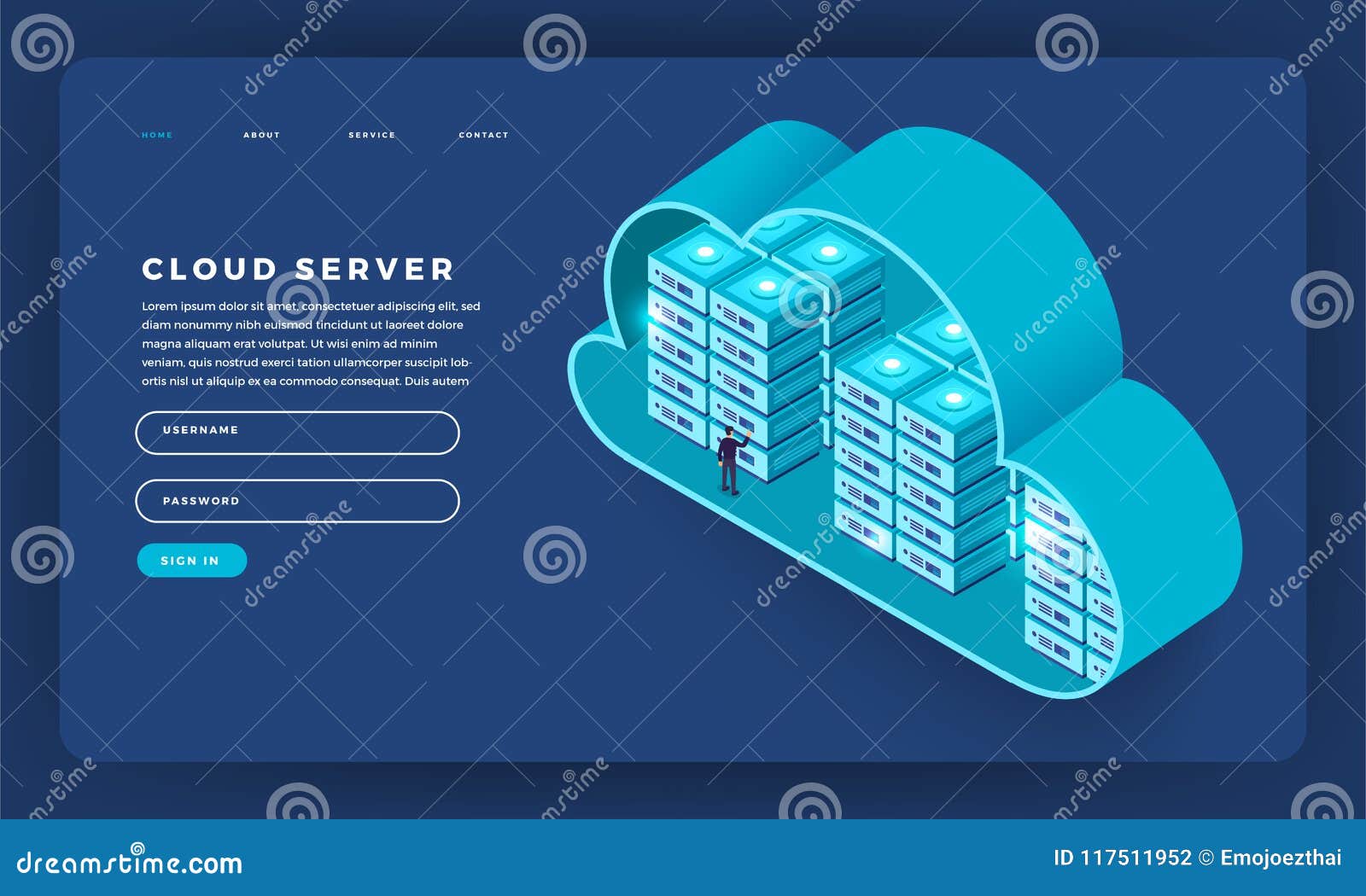 Mock-up Design Website Flat Design Concept Cloud Computing Technology Users Network ...