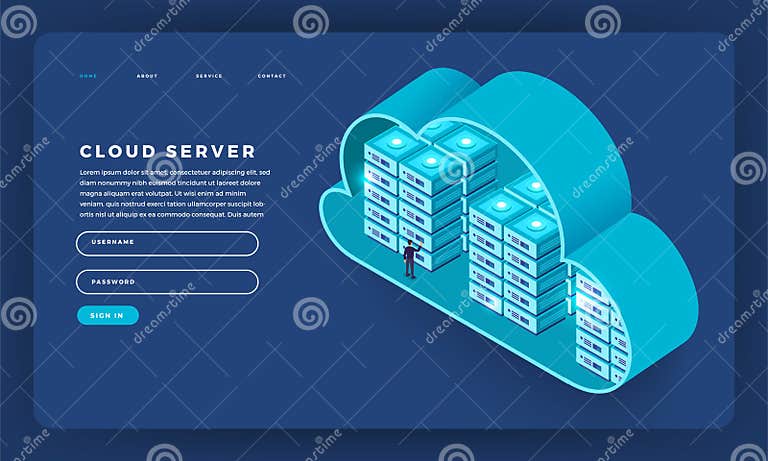 Mock-up Design Website Flat Design Concept Cloud Computing Technology Users Network ...
