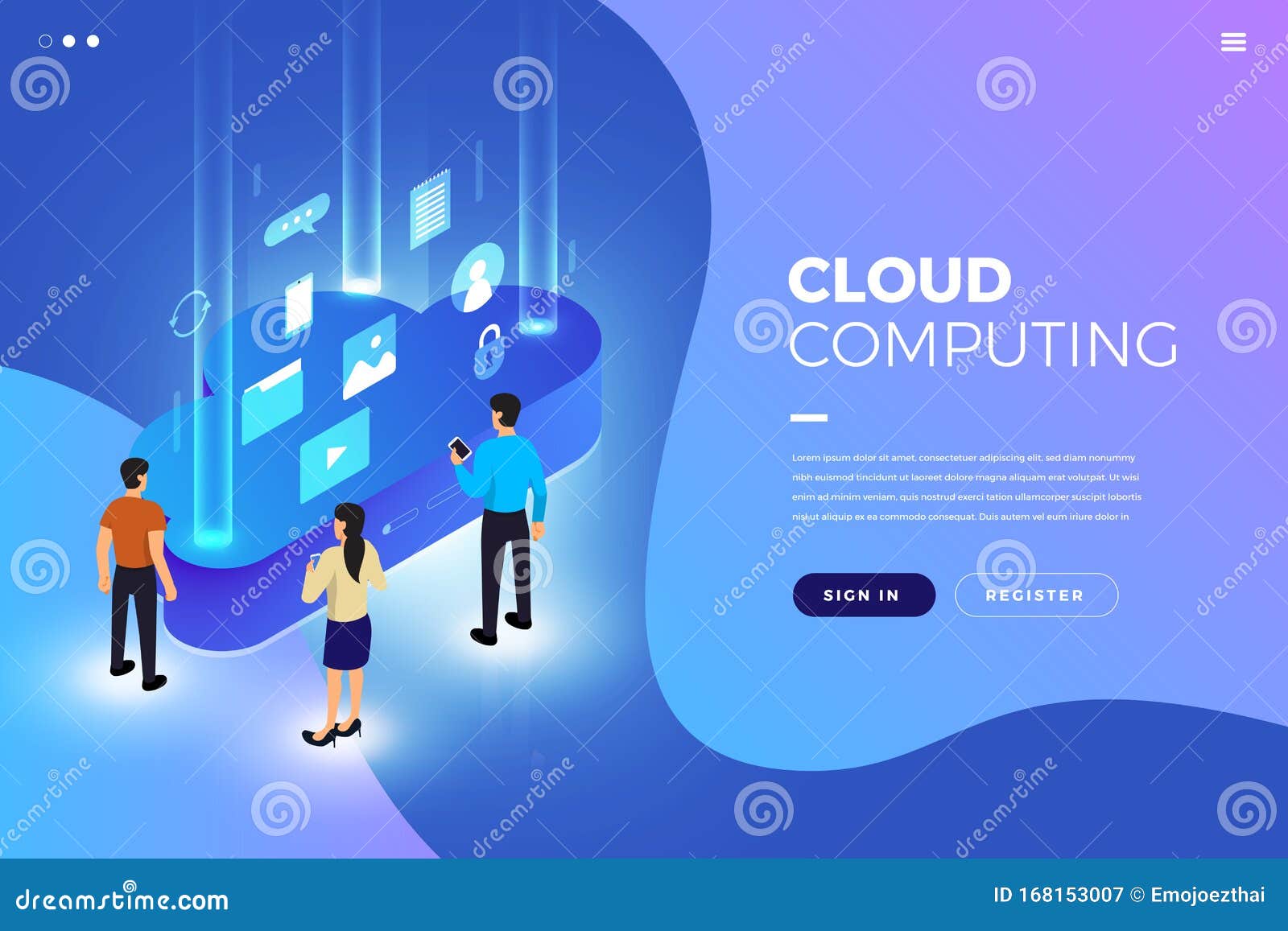 Mocksite Website Cloud Computing Stock Illustration - Illustration of ...