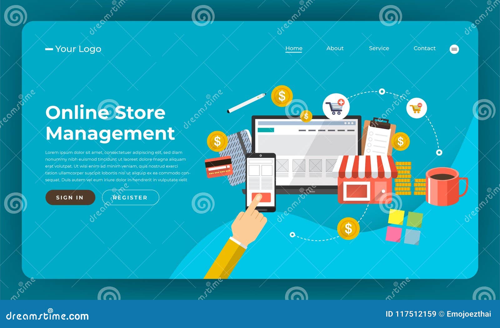 Mock-up Design Website Flat Design Concept Digital Marketing. on Stock ... Mock-up Design Website Flat Design Concept Digital Marketing. on Stock ...
