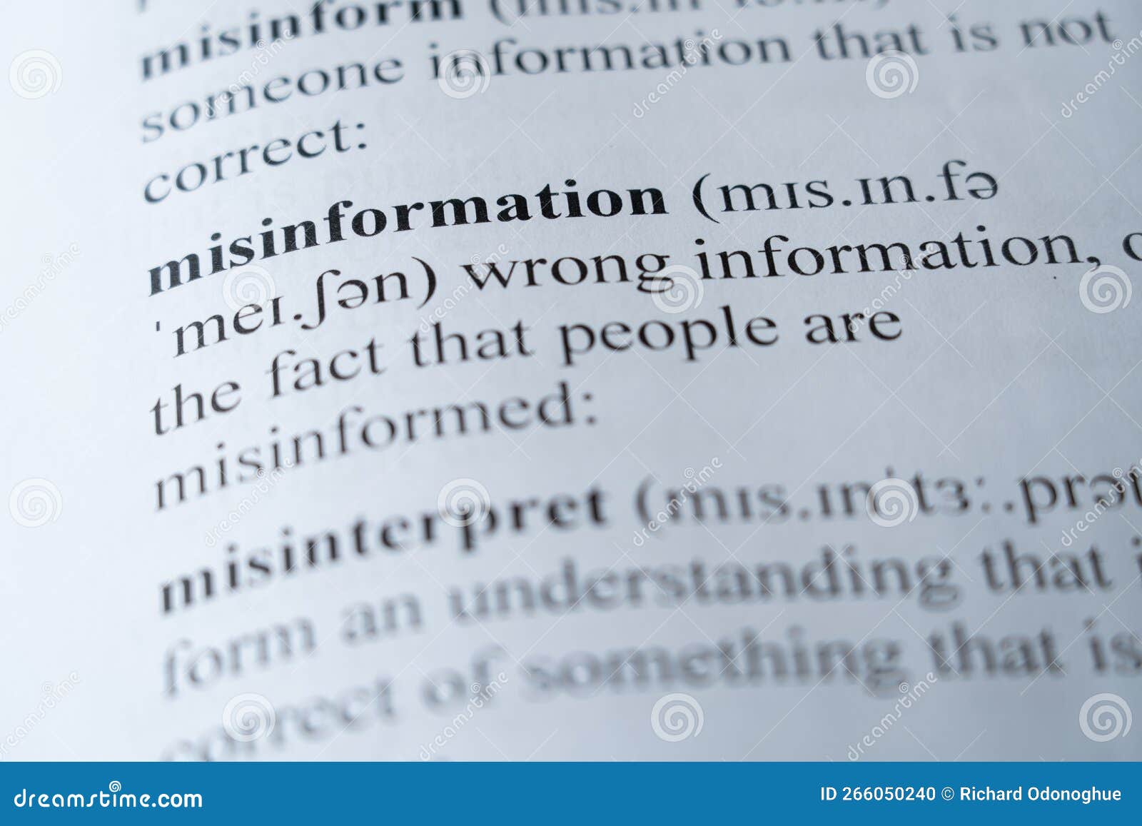 Dictionary Page with the Word Misinformation with Selective Focussing ... Dictionary Page with the Word Misinformation with Selective Focussing ...