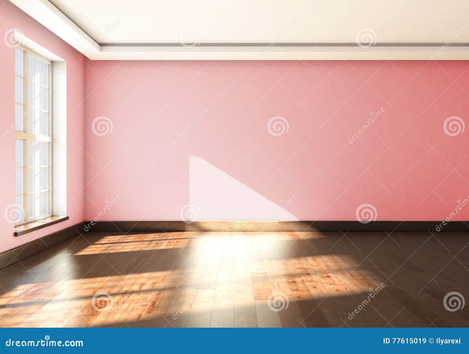 Mock Up Empty Interior with Large Window. 3d Rendering Stock ...