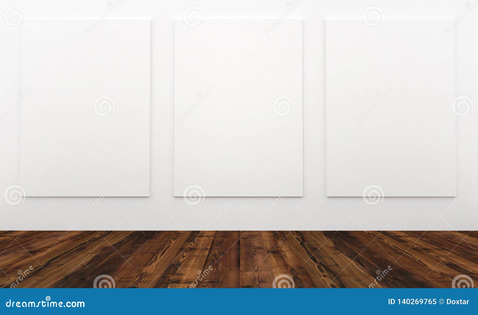 Mock Up Empty Interior White Wall and Blank Bord Stock Illustration ...