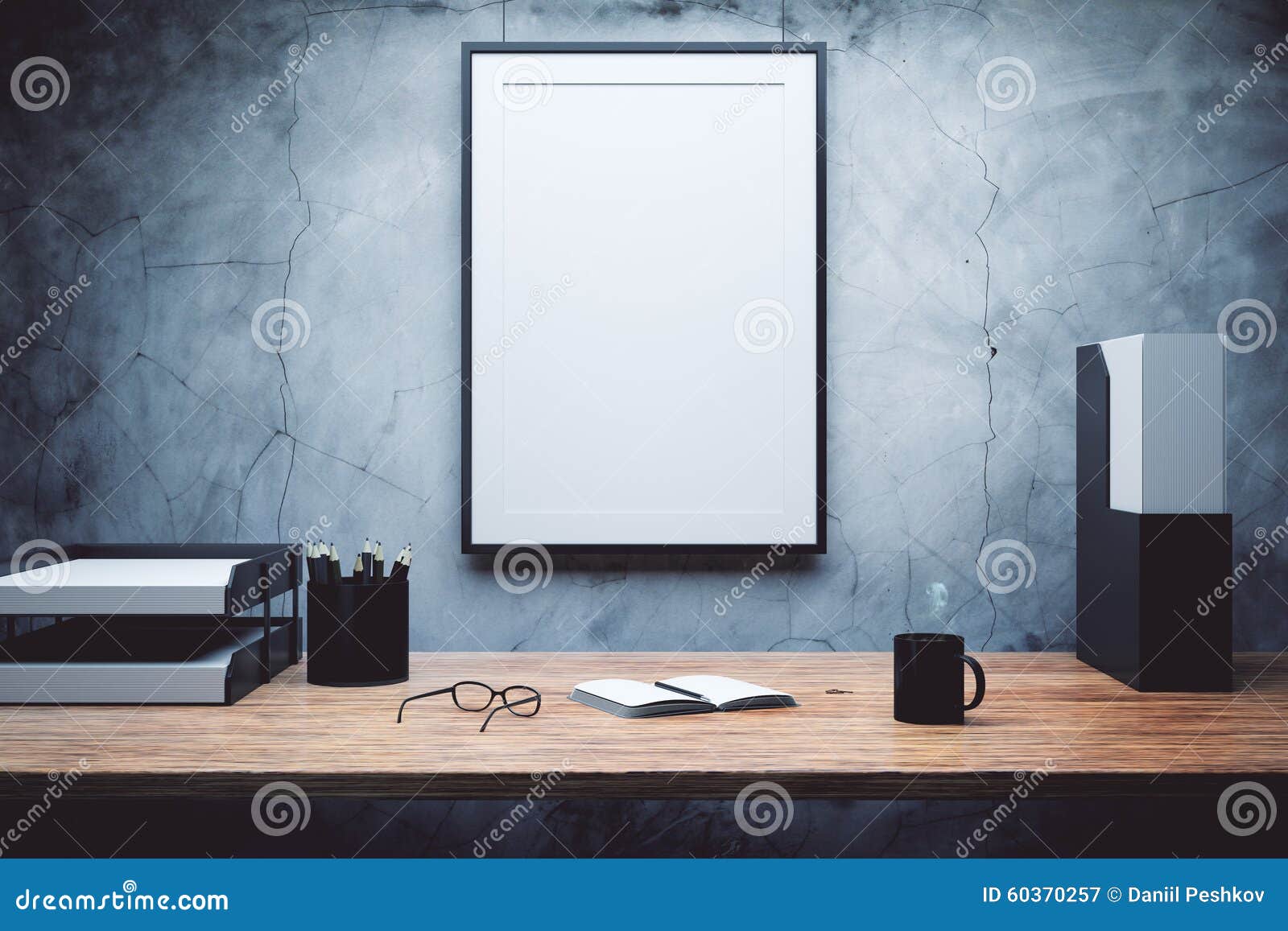 Mock Up of Empty Picture Frame on the Desk Stock Image - Image of empty ...
