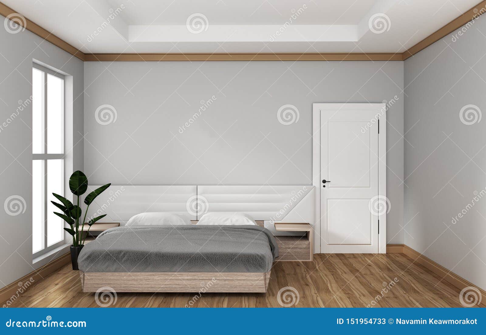 Empty Room - Modern Bed Room Interior. 3D Rendering Stock Illustration ...