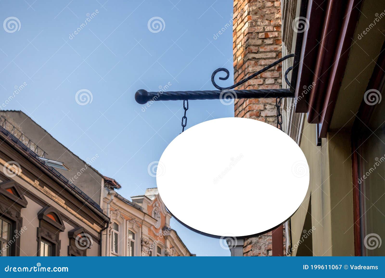 Mock Up. Empty Round Signage on the Wall of Classical Architecture ...