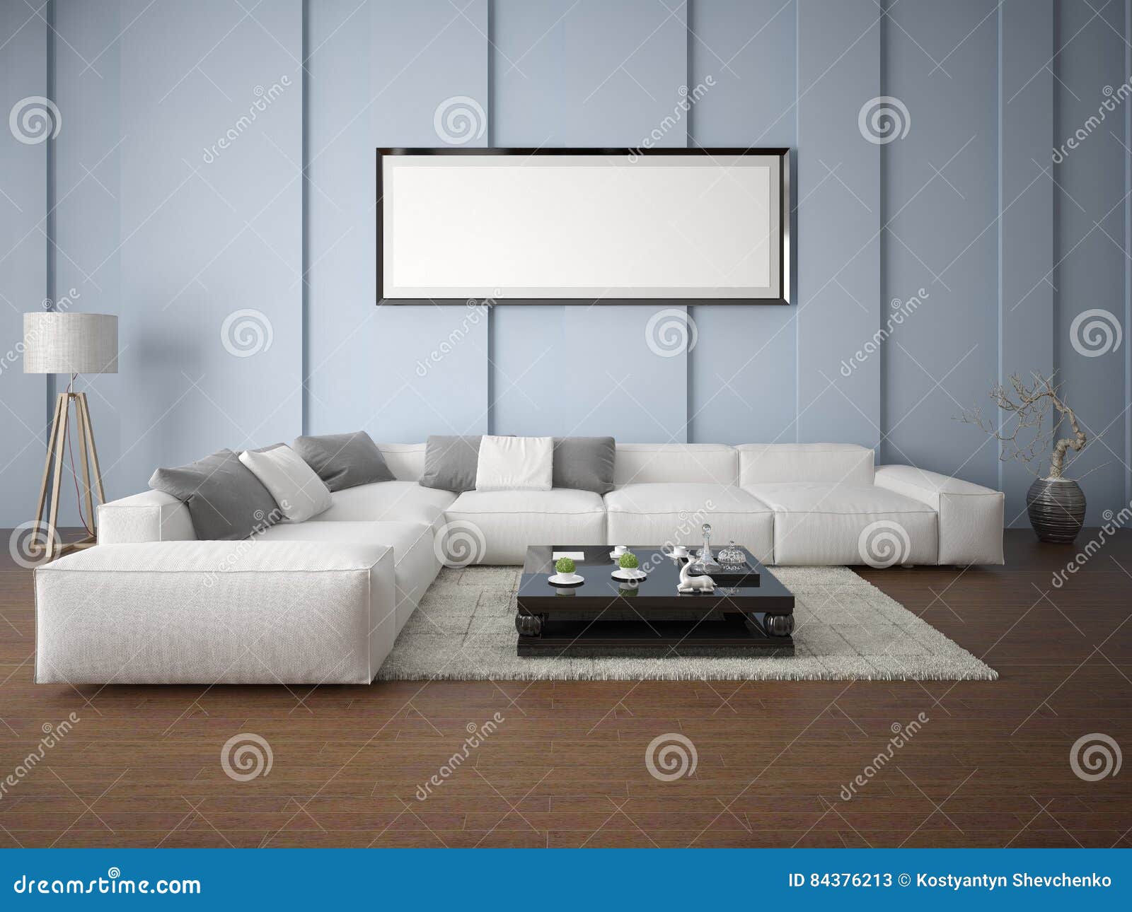 Mock Up a Fashionable Living Room with. Stock Illustration ...