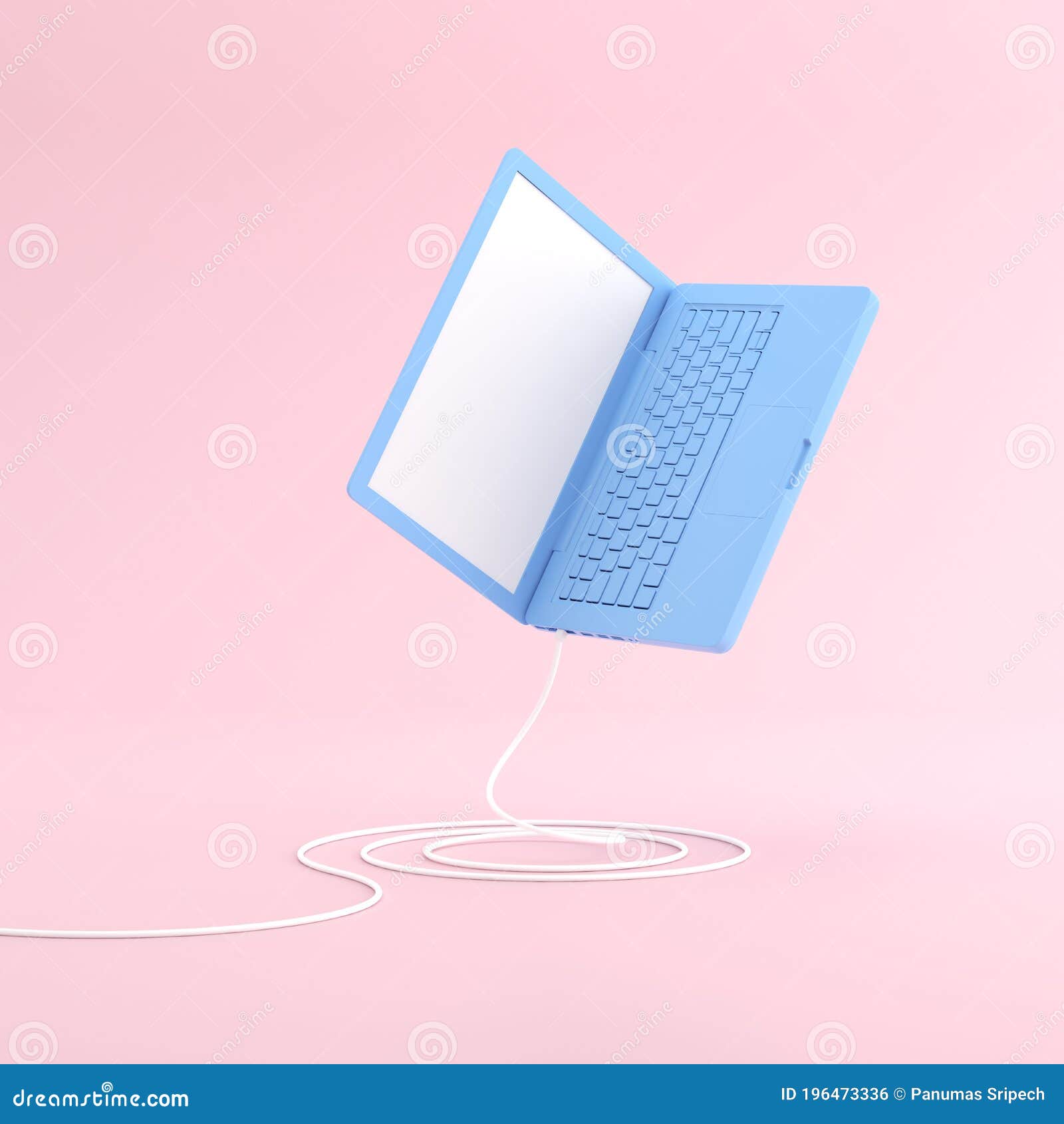 Mock Up of Floating Laptop in Minimal Style. 3D Render Stock ...