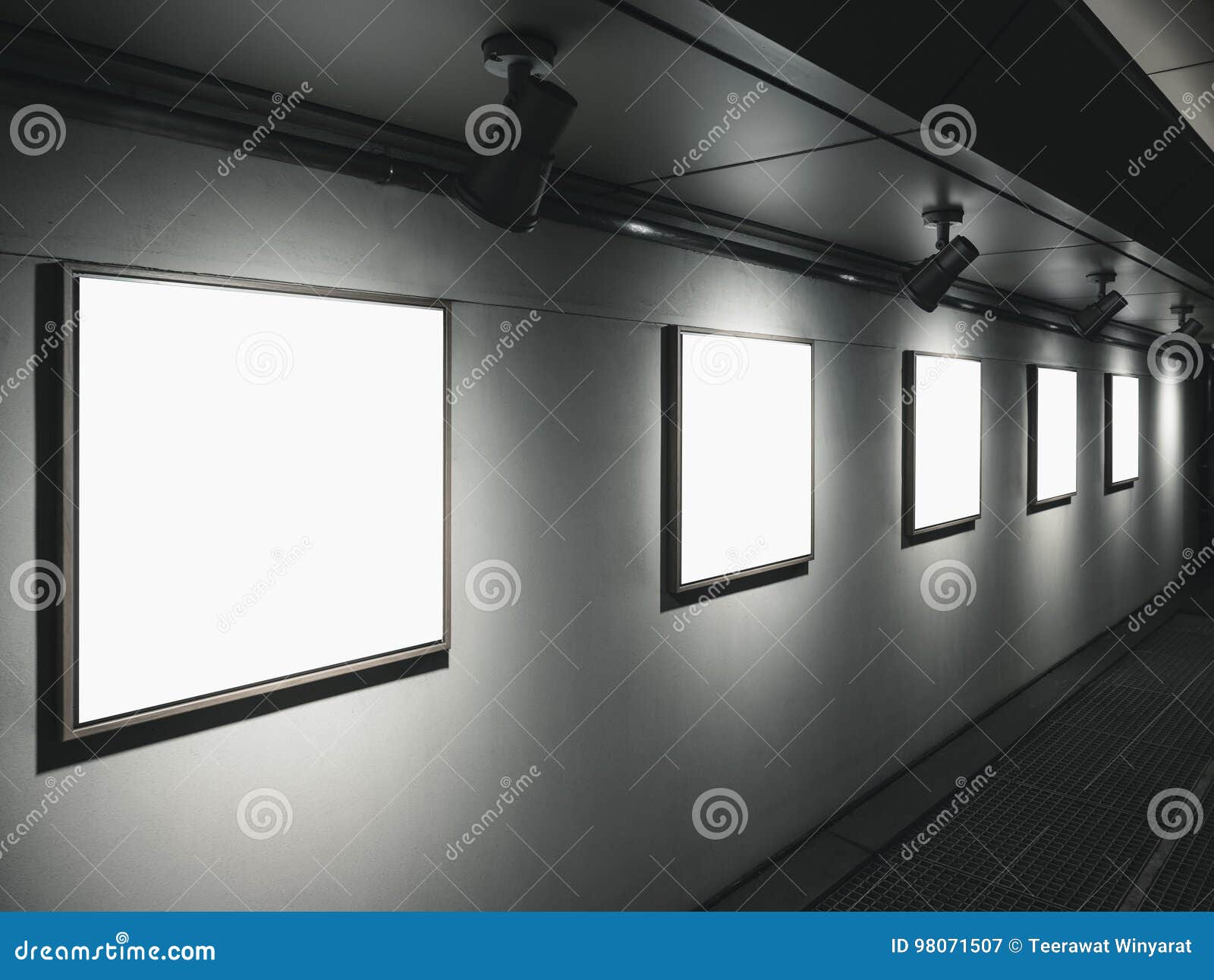 Mock Up Frame on Wall with Lighting Art Gallery Stock Image - Image of ...