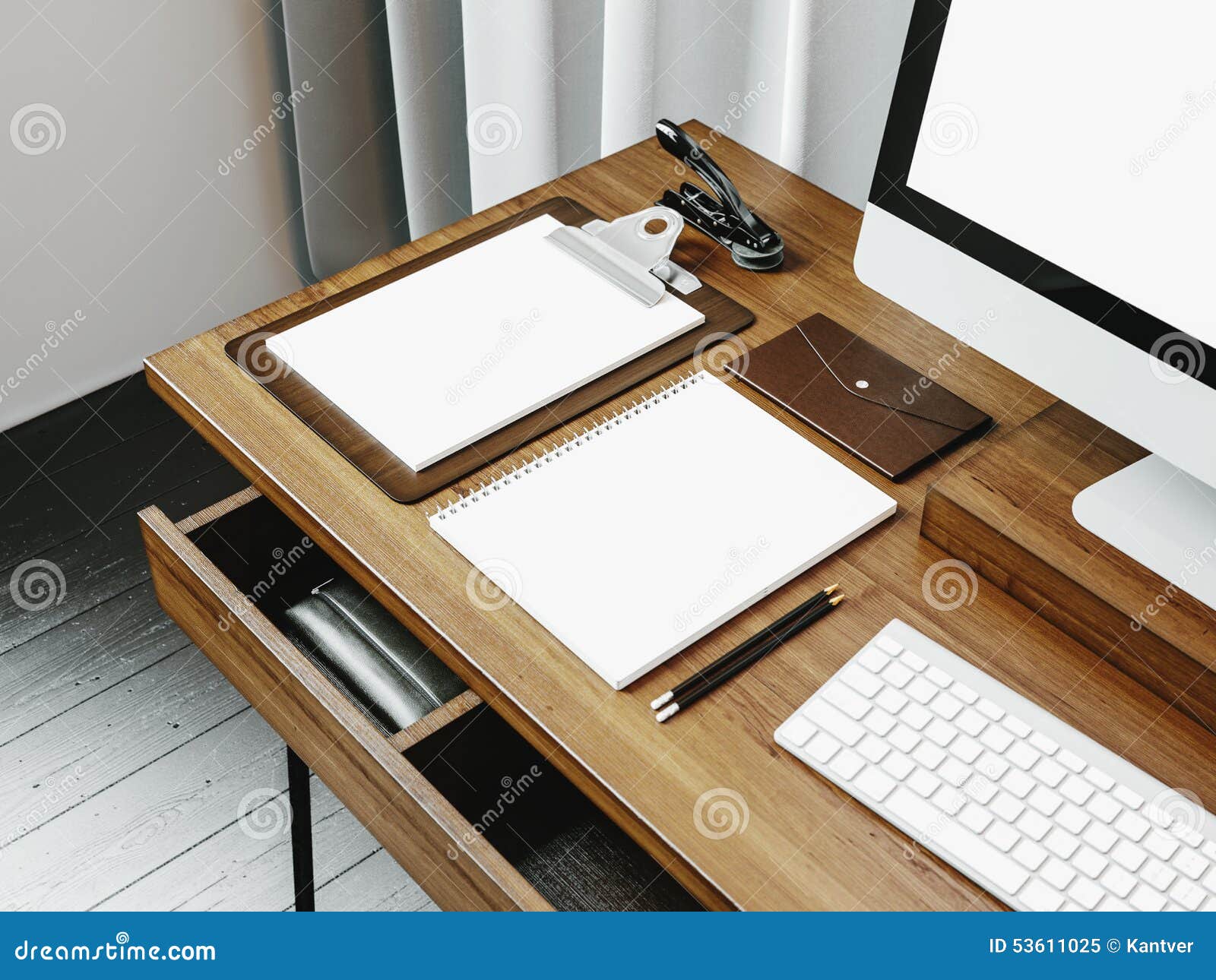 Mock Up of Generic Design Computer Screen and Stock Image - Image of ...