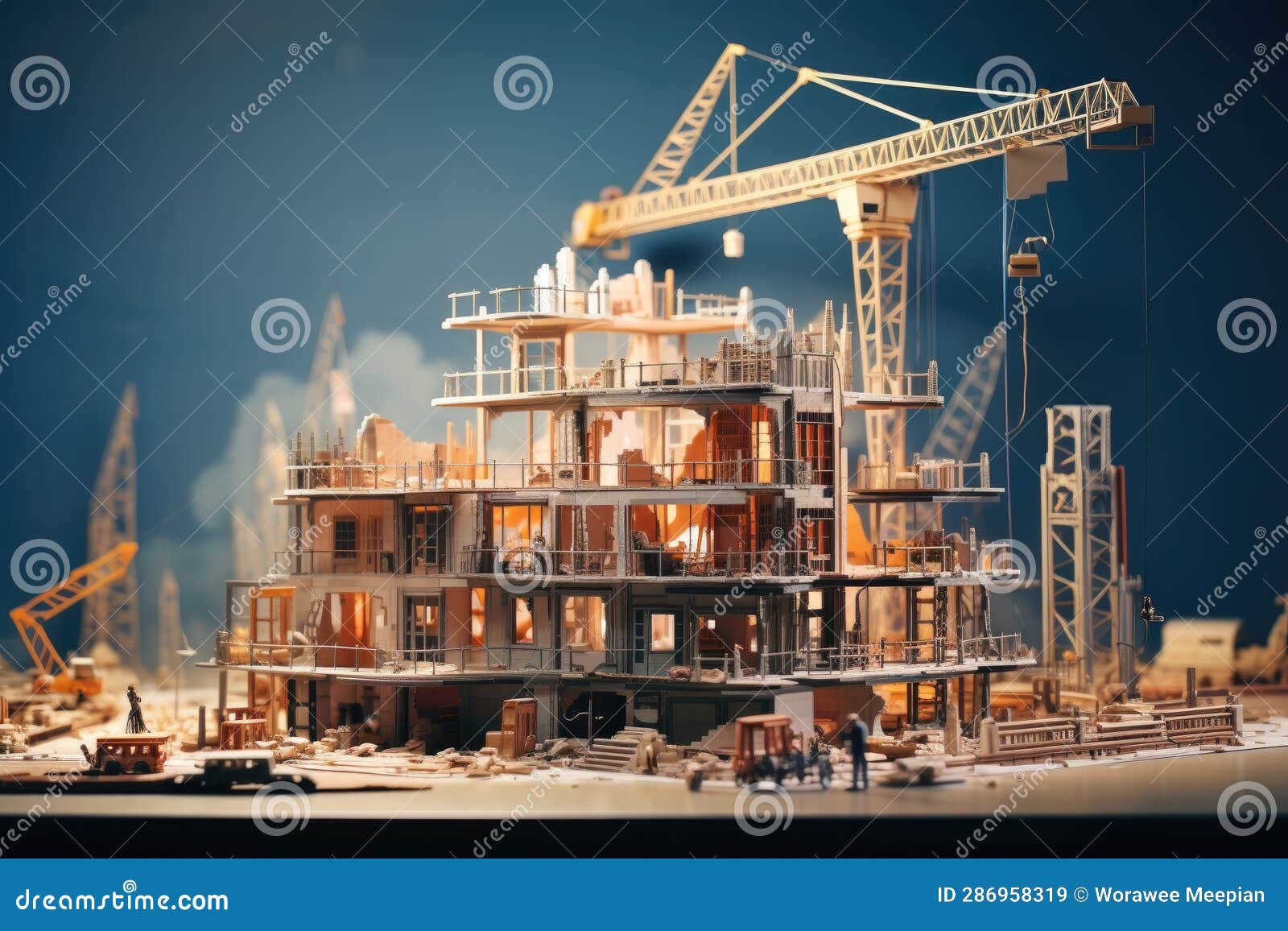 Mock Up High Building Under Construction, Civil and Engineer and ...