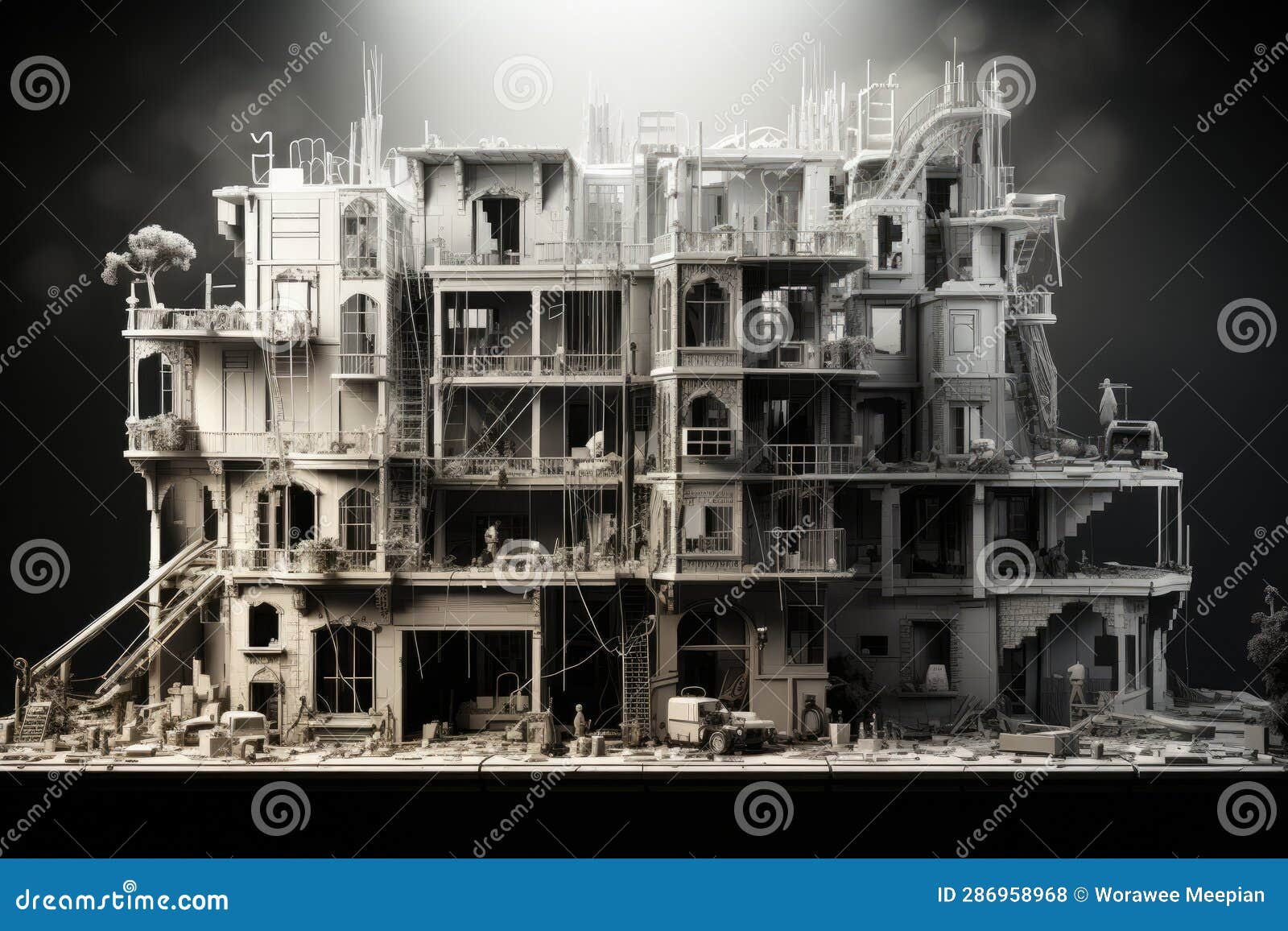 Mock Up High Building Under Construction, Civil and Engineer and ...