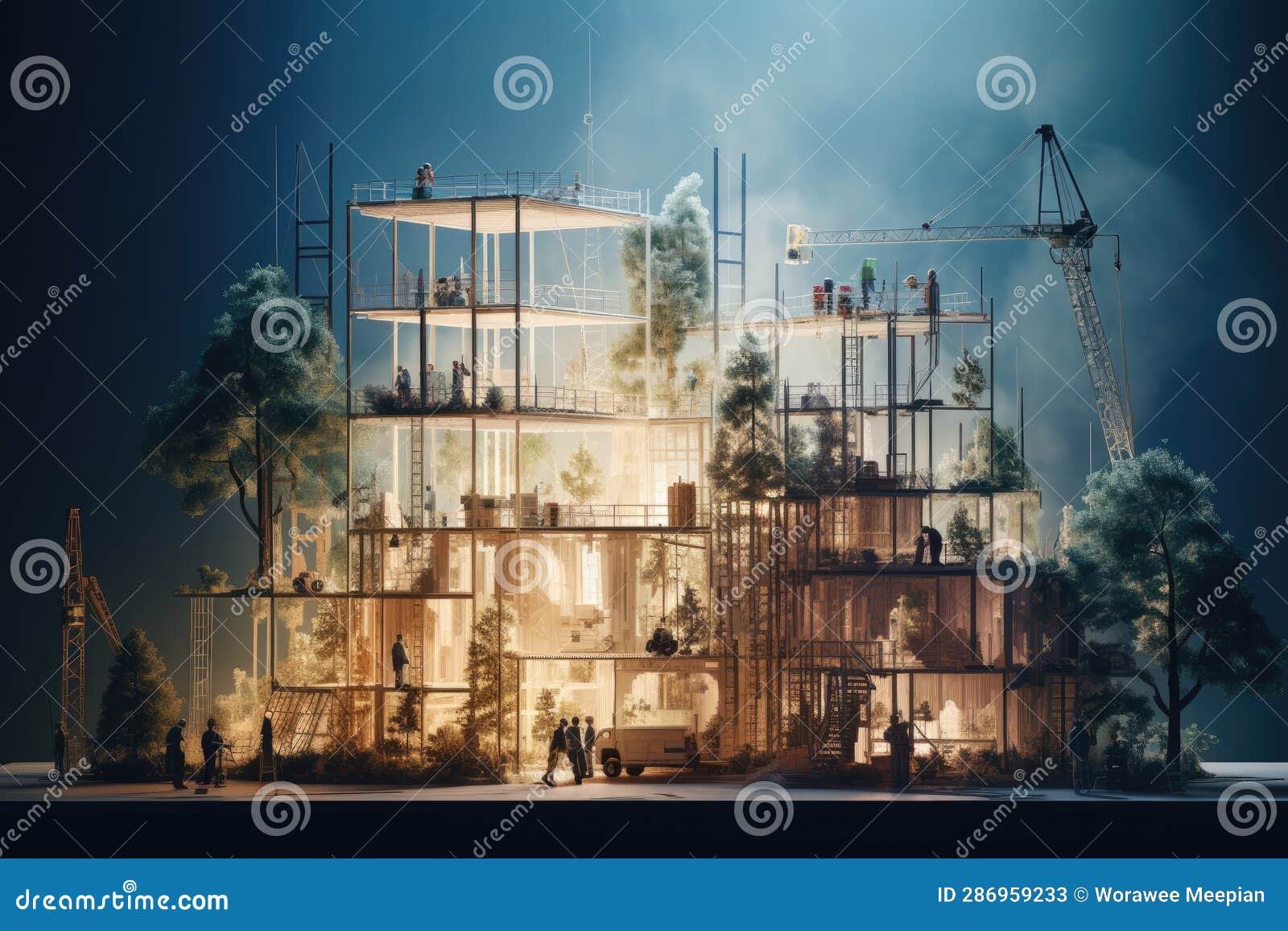 Mock Up High Building Under Construction, Civil and Engineer and ...