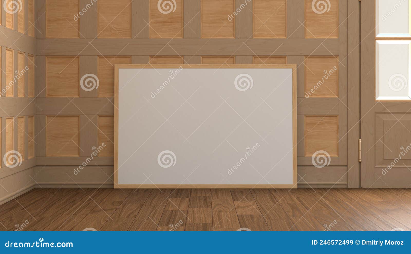 Mock Up of Horizontal Wooden Frame on a the Floor in a Classic Style ...