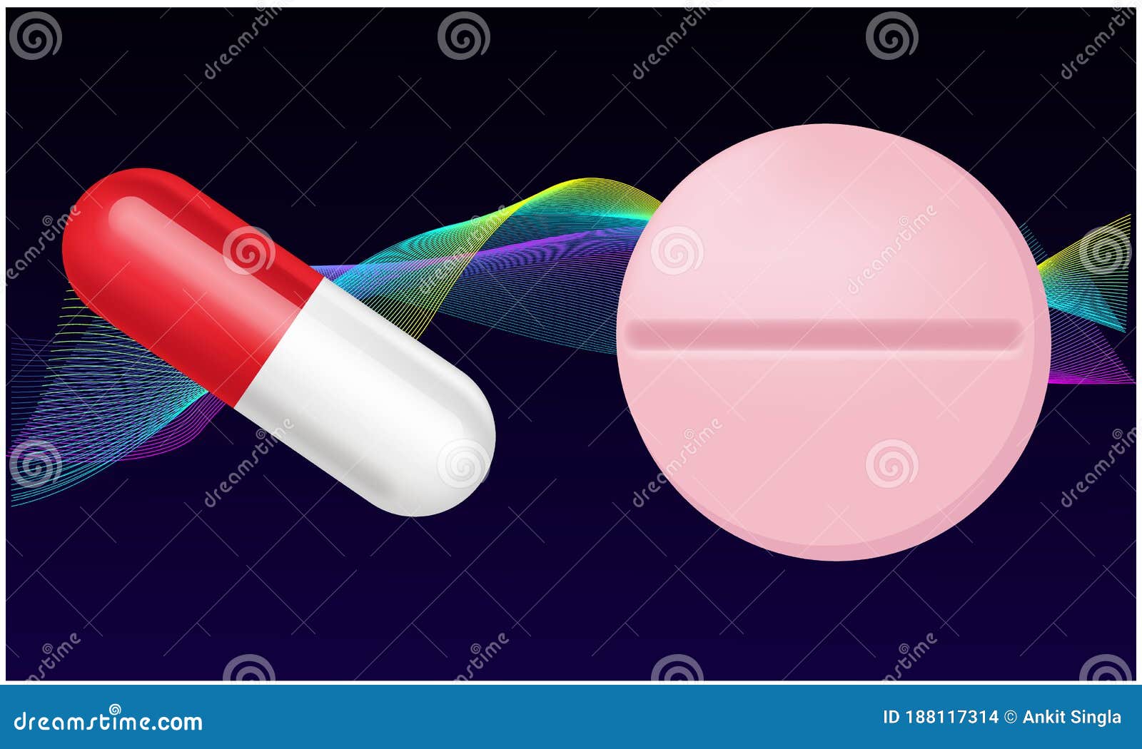 Mock Up Illustration of Medical Tablets on Abstract Backgrounds Stock ...