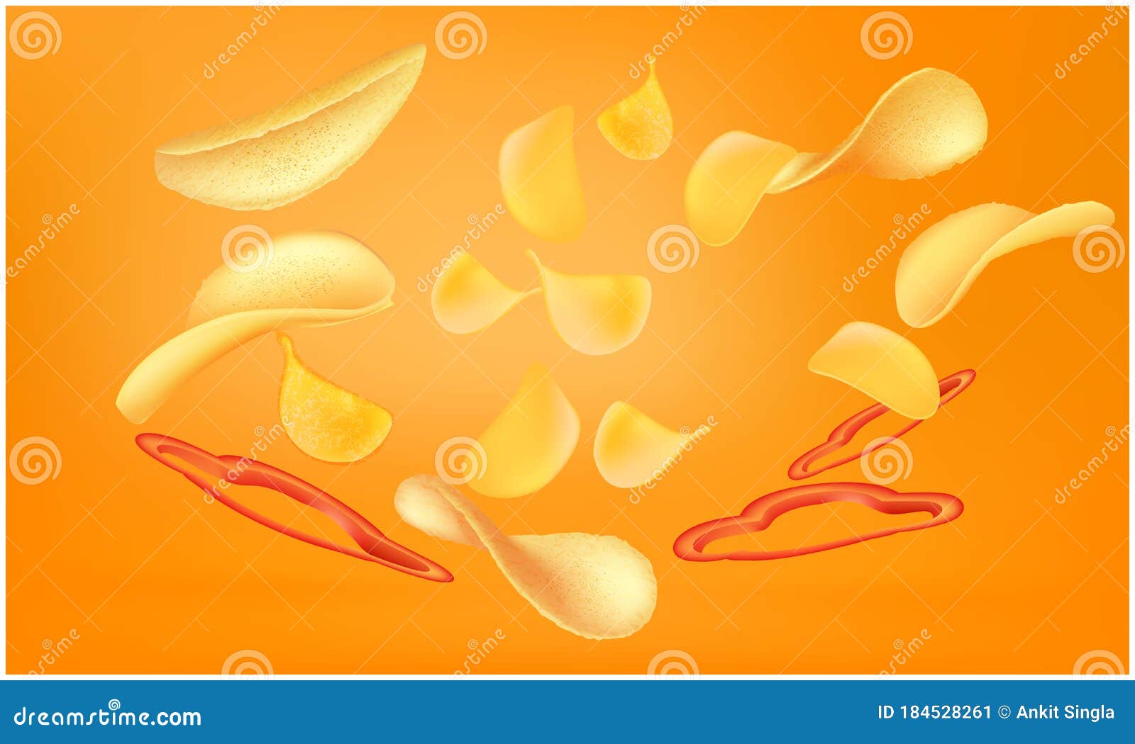 Mock Up Illustration of Spicy Chips on Abstract Background Stock Vector ...