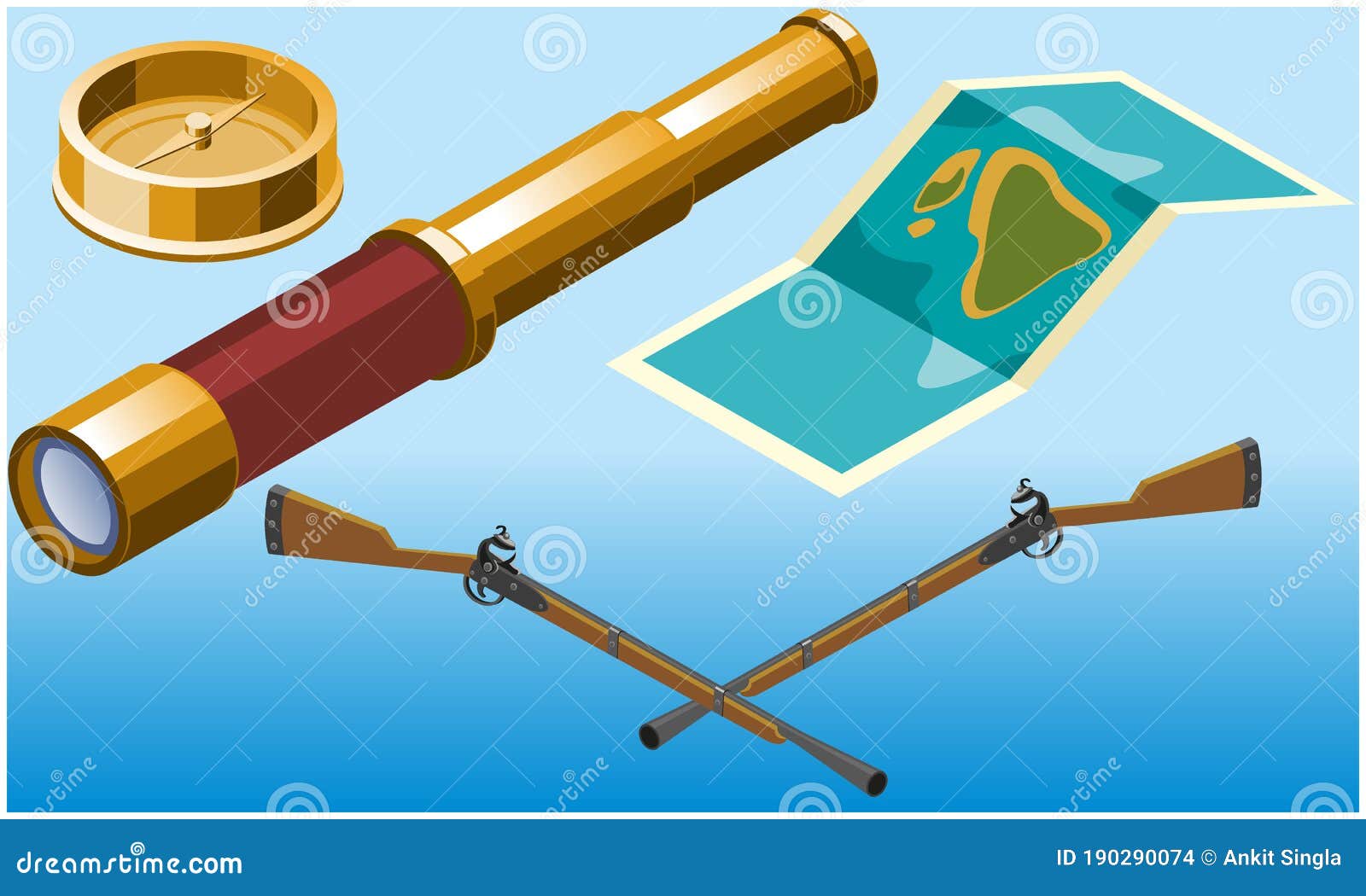 Mock Up Illustration of Treasure Hunt Game on Abstract Background Stock ...