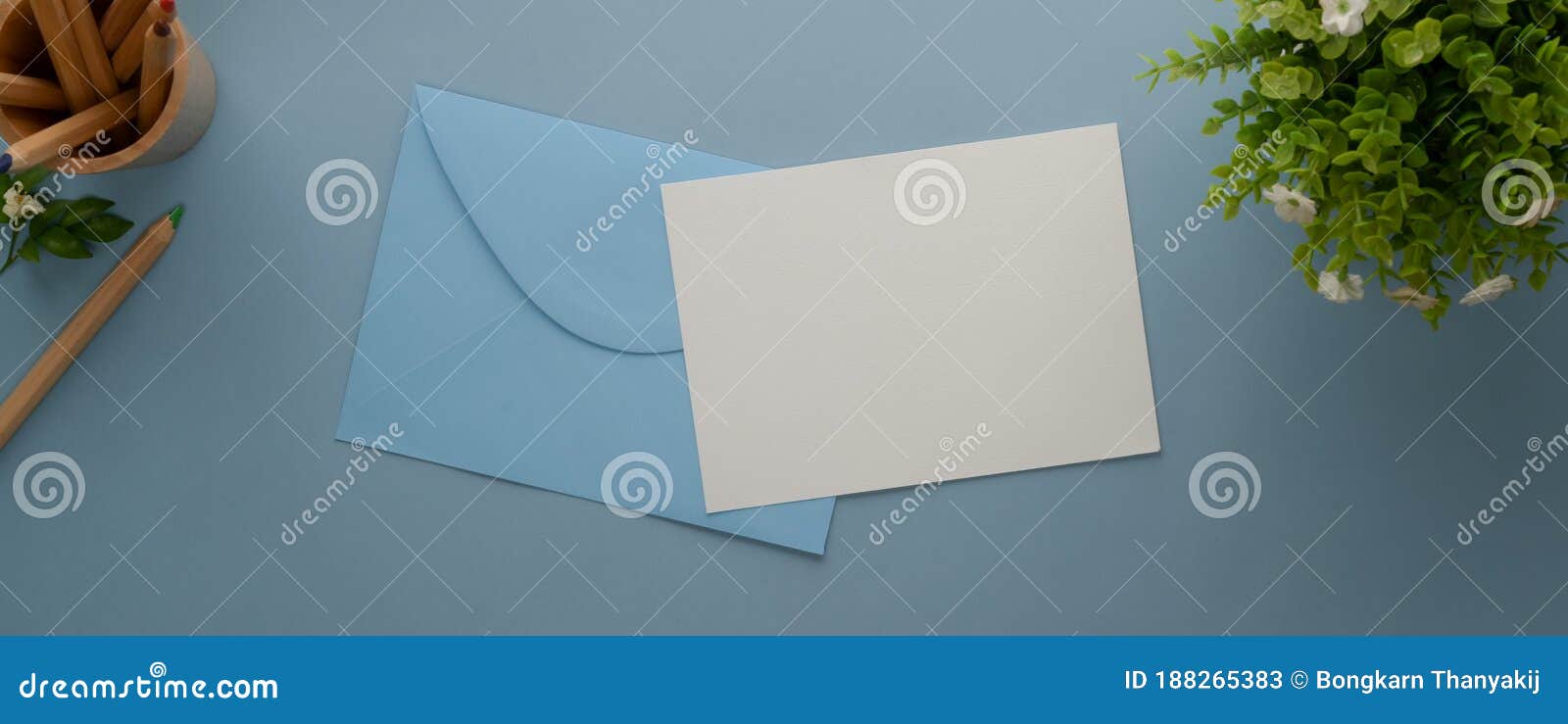 Mock-up Invitation Card, Envelope and Decoration Decorated on Light ...