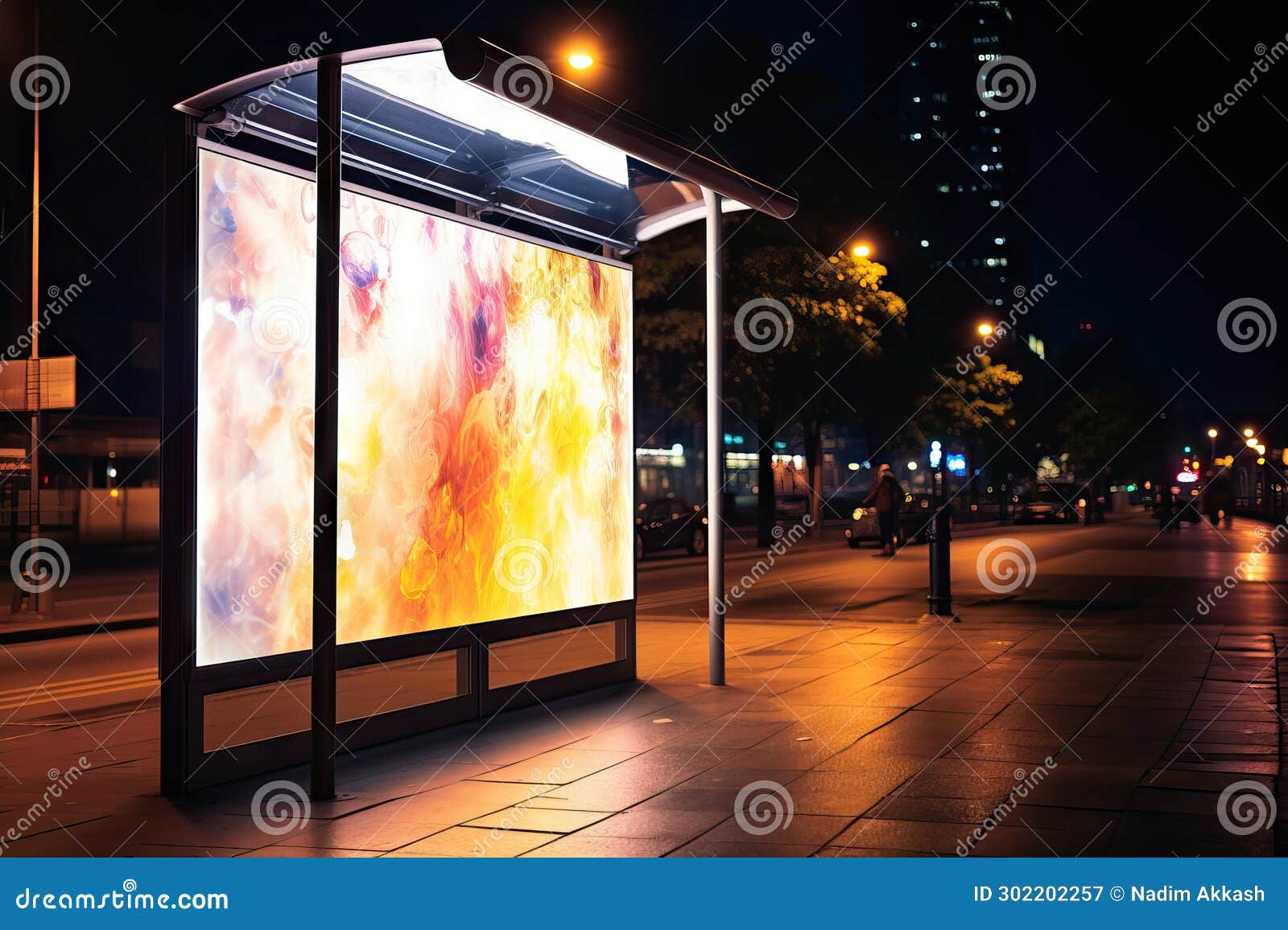Mock Up of Light Box on the Bus Stop Stock Image - Image of autumn ...