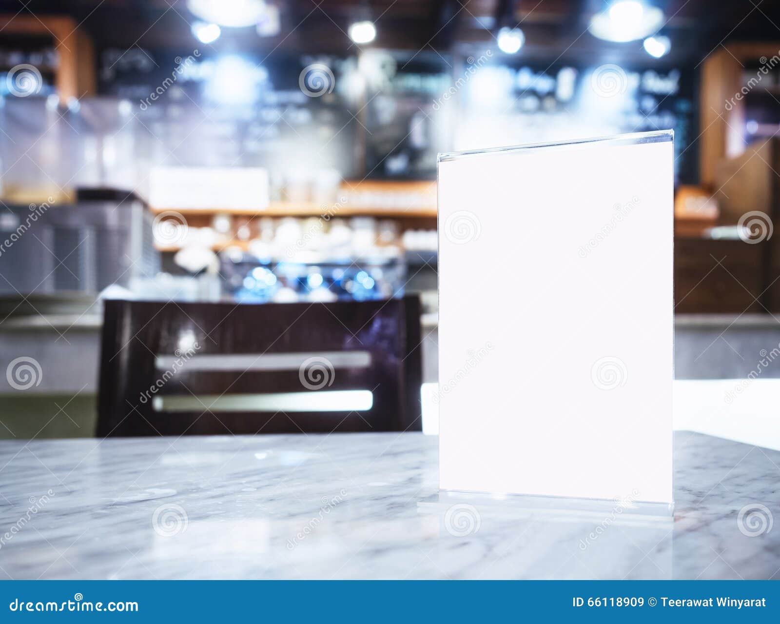Mock Up Menu Frame on Table in Bar Restaurant Background Stock Image ...