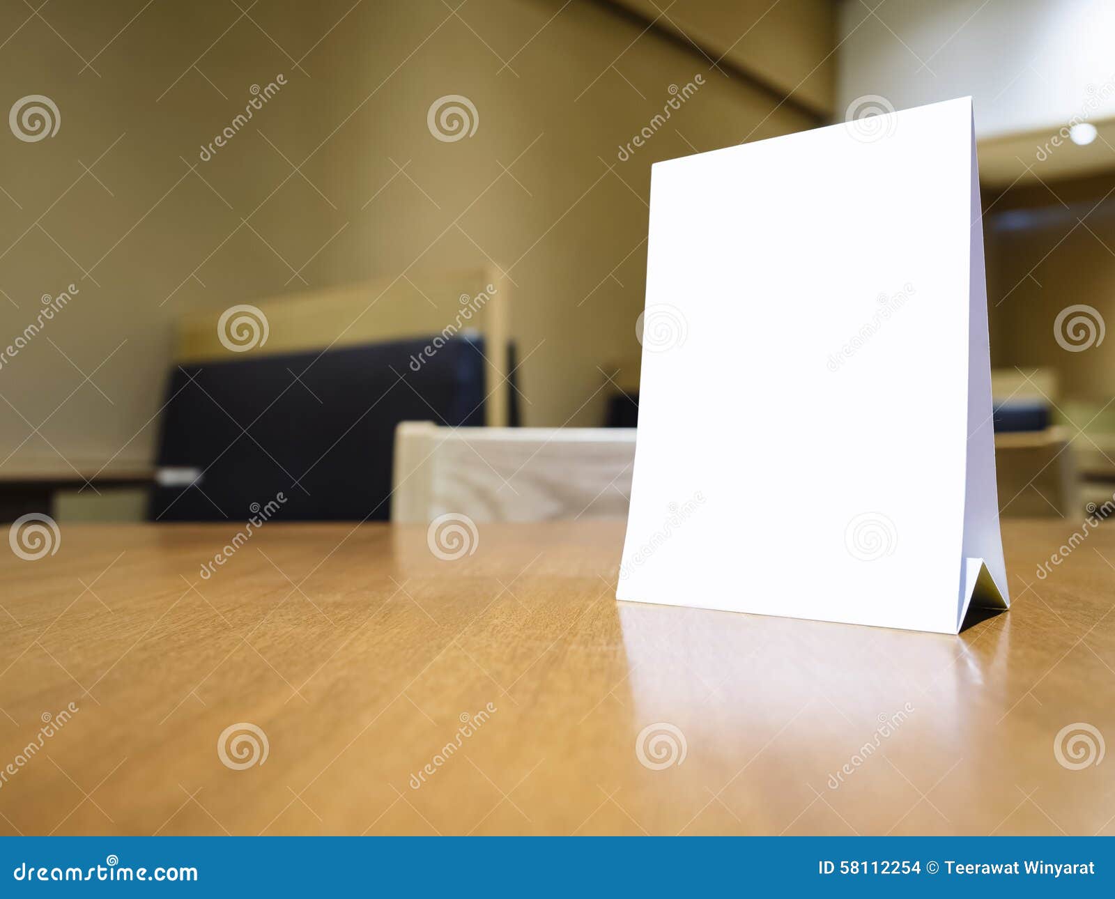Mock Up Menu Frame on Table in Restaurant Cafe Background Stock Photo ...