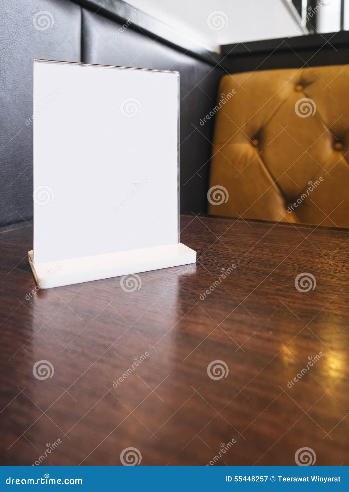 Mock Up Menu Frame on Table in Restaurant Stock Image - Image of ...
